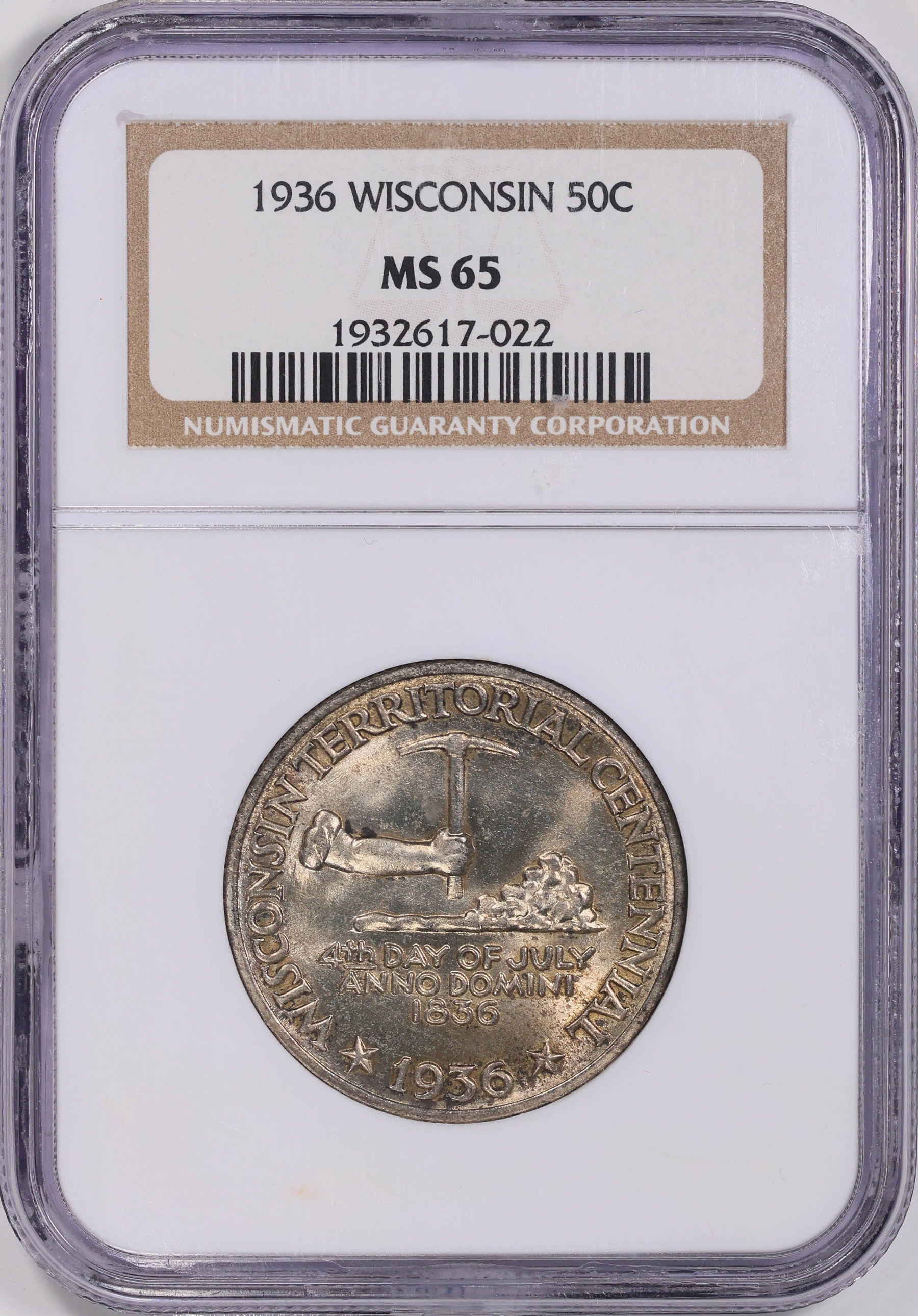 1936 Wisconsin Territorial Centennial Half Dollar NGC MS-65 (Toned ...