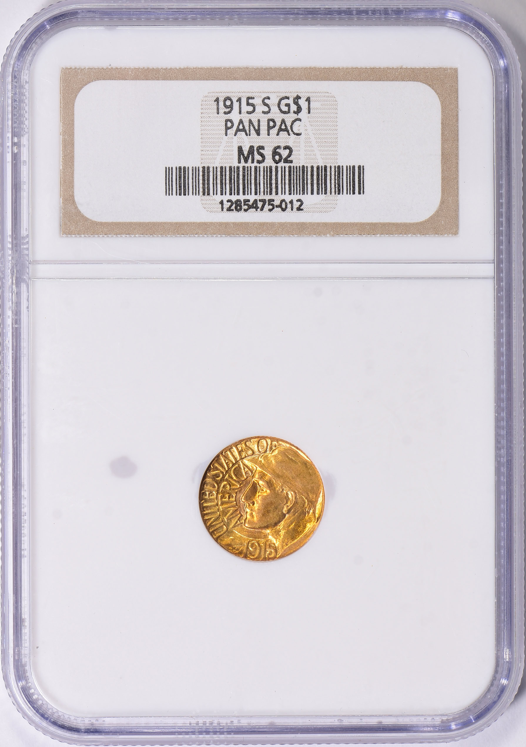 1915-S Panama-Pacific Exposition Gold Dollar NGC MS-62 (Item 1587550) | GreatCollections Coin ...