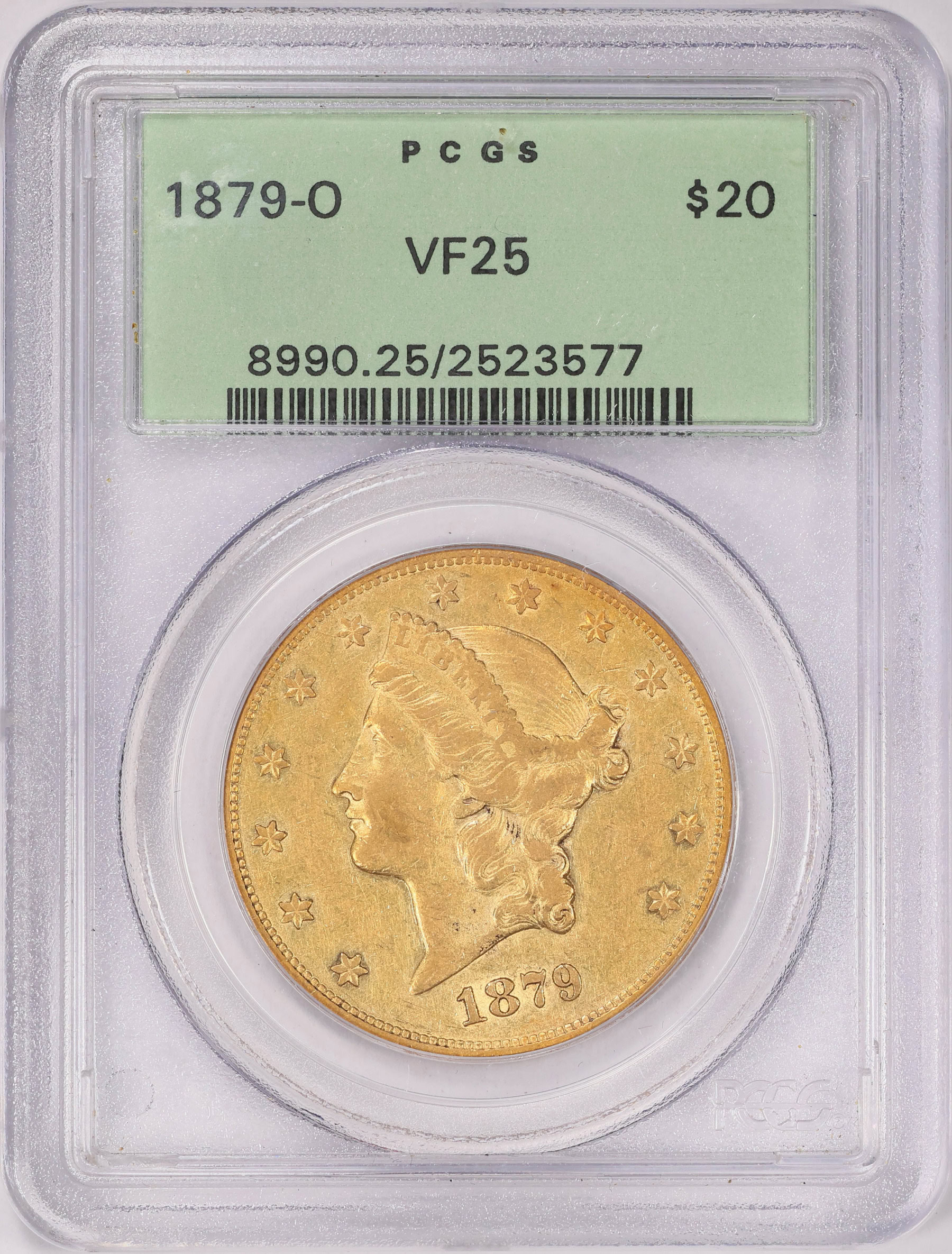1879-O Liberty Gold Double Eagle PCGS VF-25 OGH (Item 1587608) | GreatCollections Coin Auctions