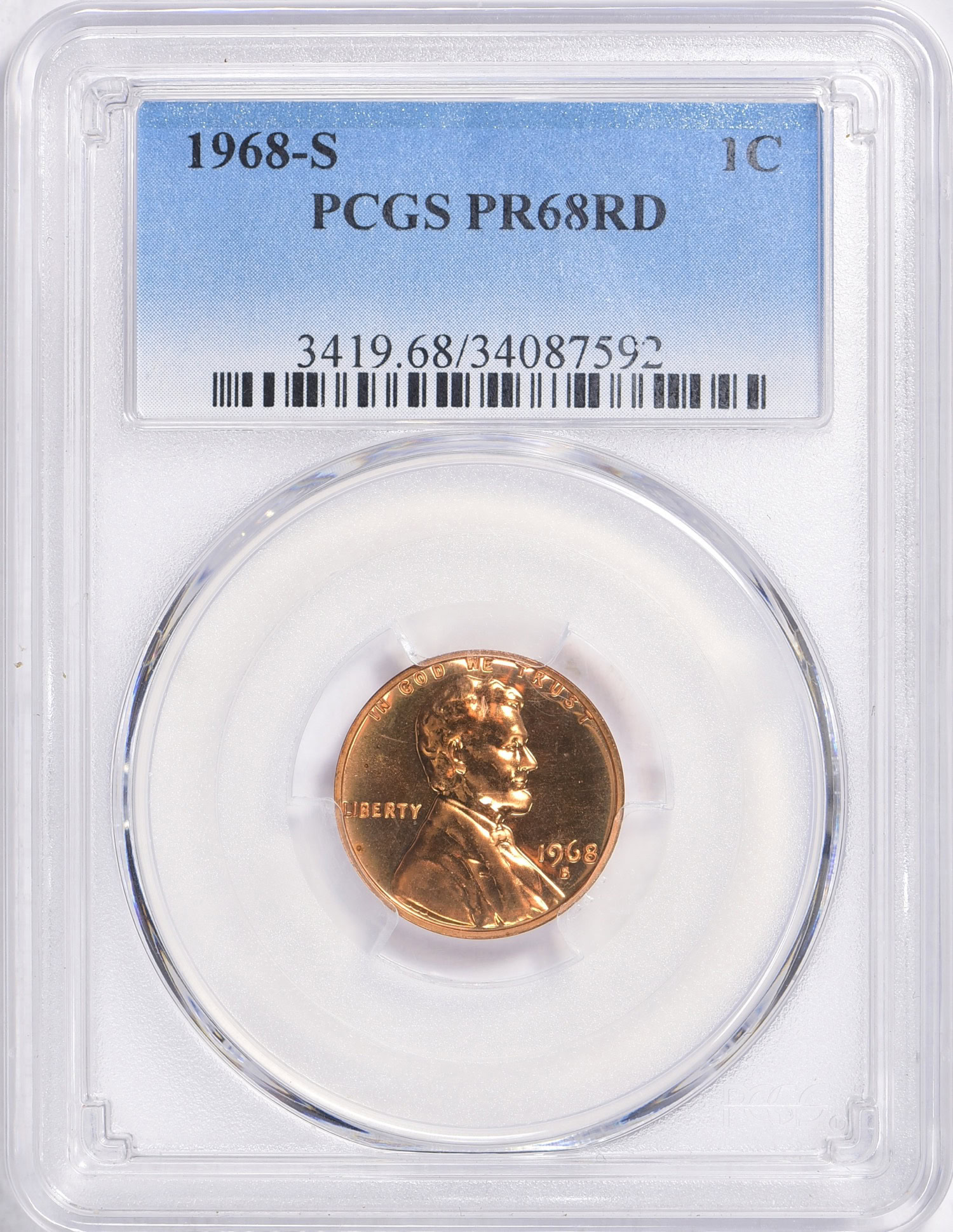 1968-S Lincoln Cent PCGS Proof-68 RD (Item 1587925) | GreatCollections ...