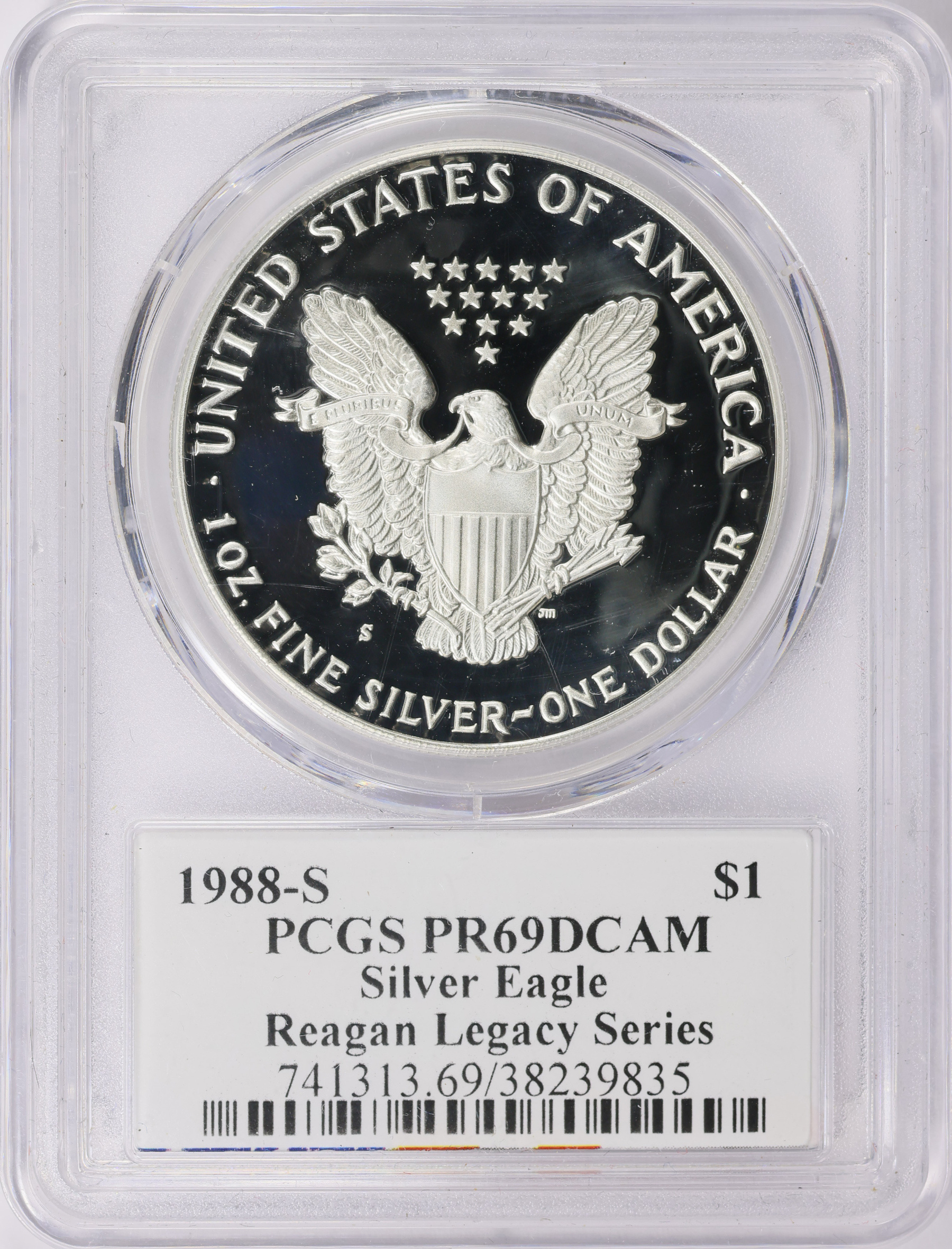 1988-S $1 Silver Eagle Reagan Legacy Series PCGS Proof-69 DCAM (Cameron ...