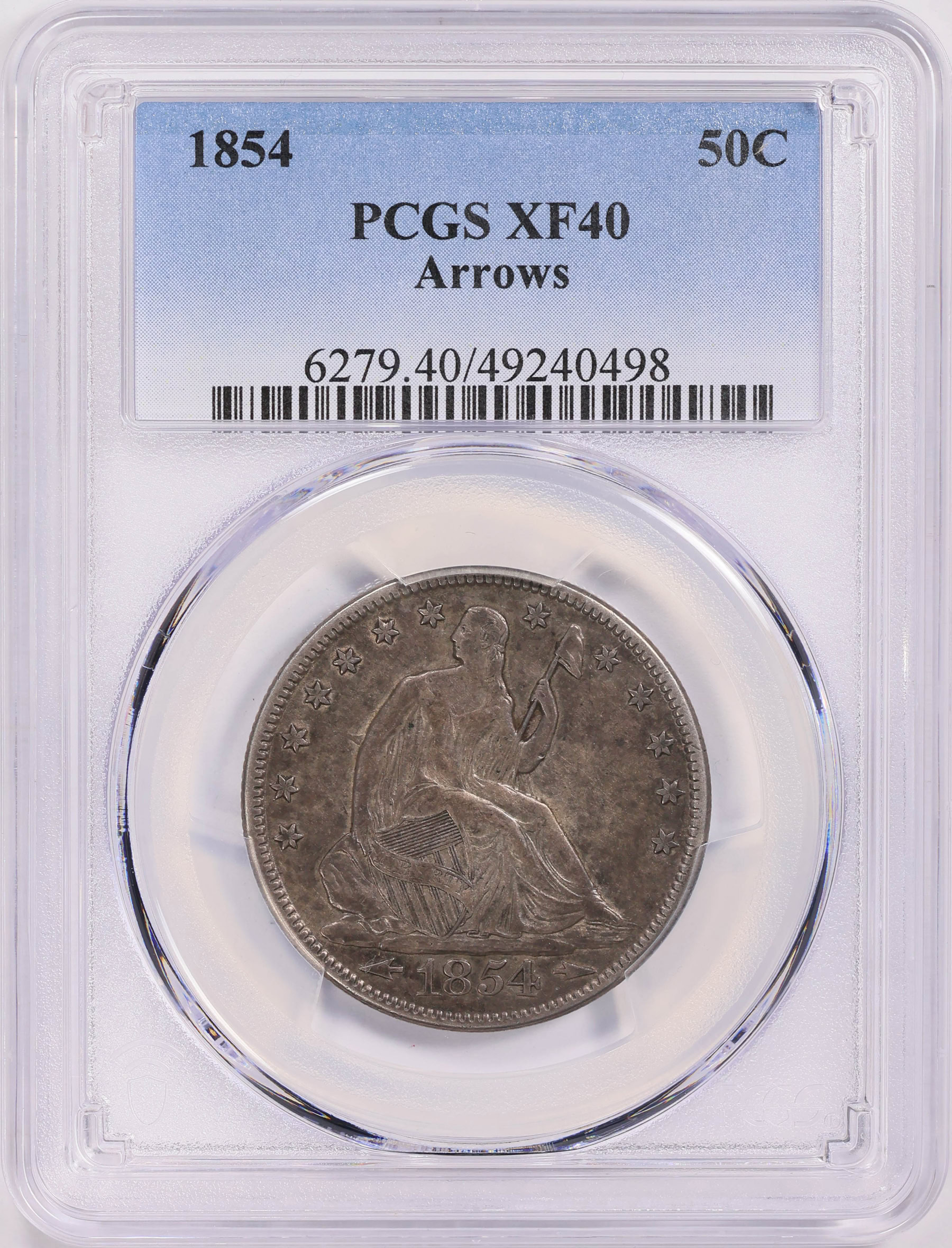 1854 Seated Liberty Half Dollar Arrows PCGS XF-40 (Item 1590045) | GreatCollections Coin Auctions