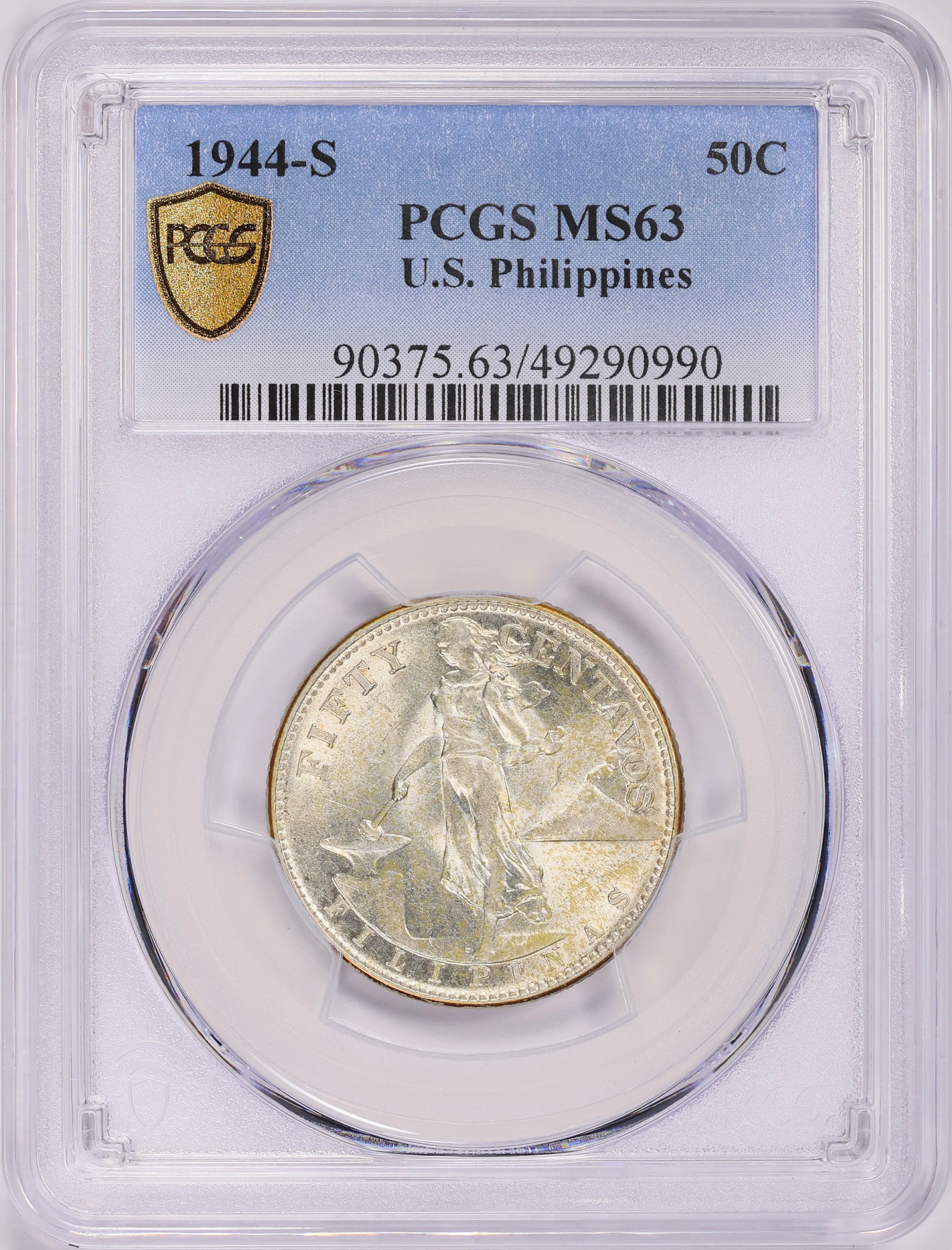 1944-S U.S. Philippines Fifty Centavos PCGS MS-63 (Item 1590337) | GreatCollections Coin Auctions