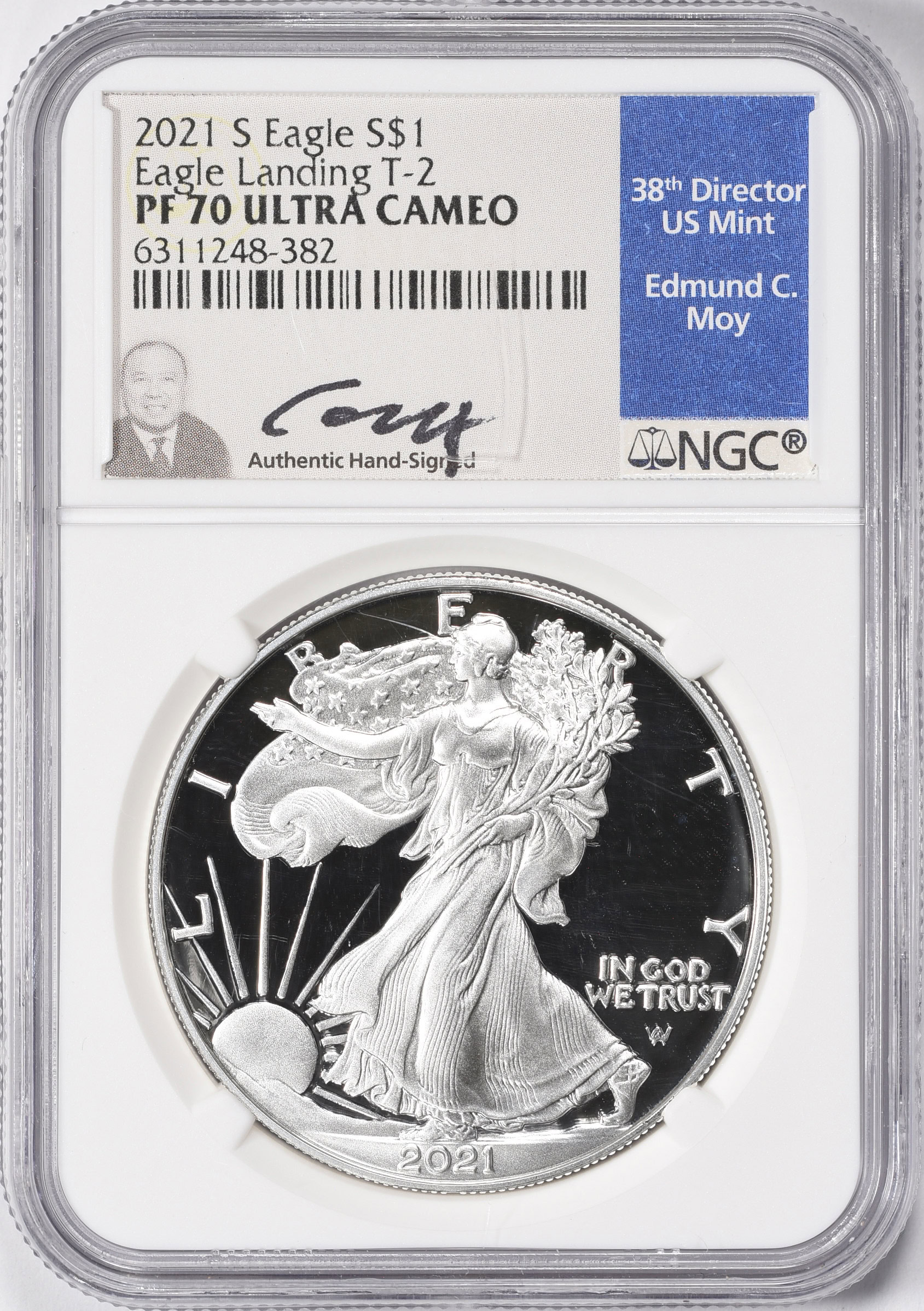 2021-S $1 Silver Eagle Type 2 NGC Proof-70 UC (Moy Signed Label) (Item 1591232 ...