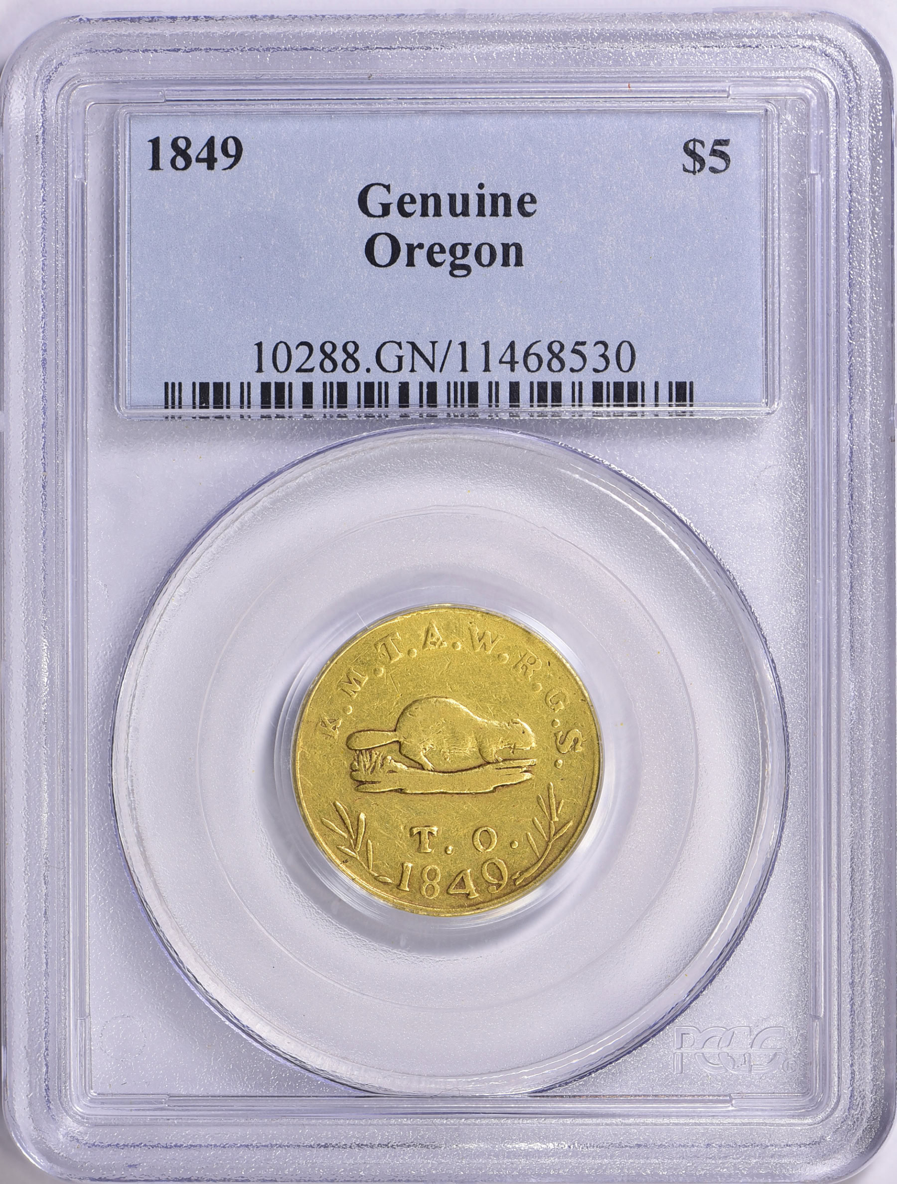 1849 Oregon Gold $5 Beaver PCGS Genuine (Item 1592392 ...