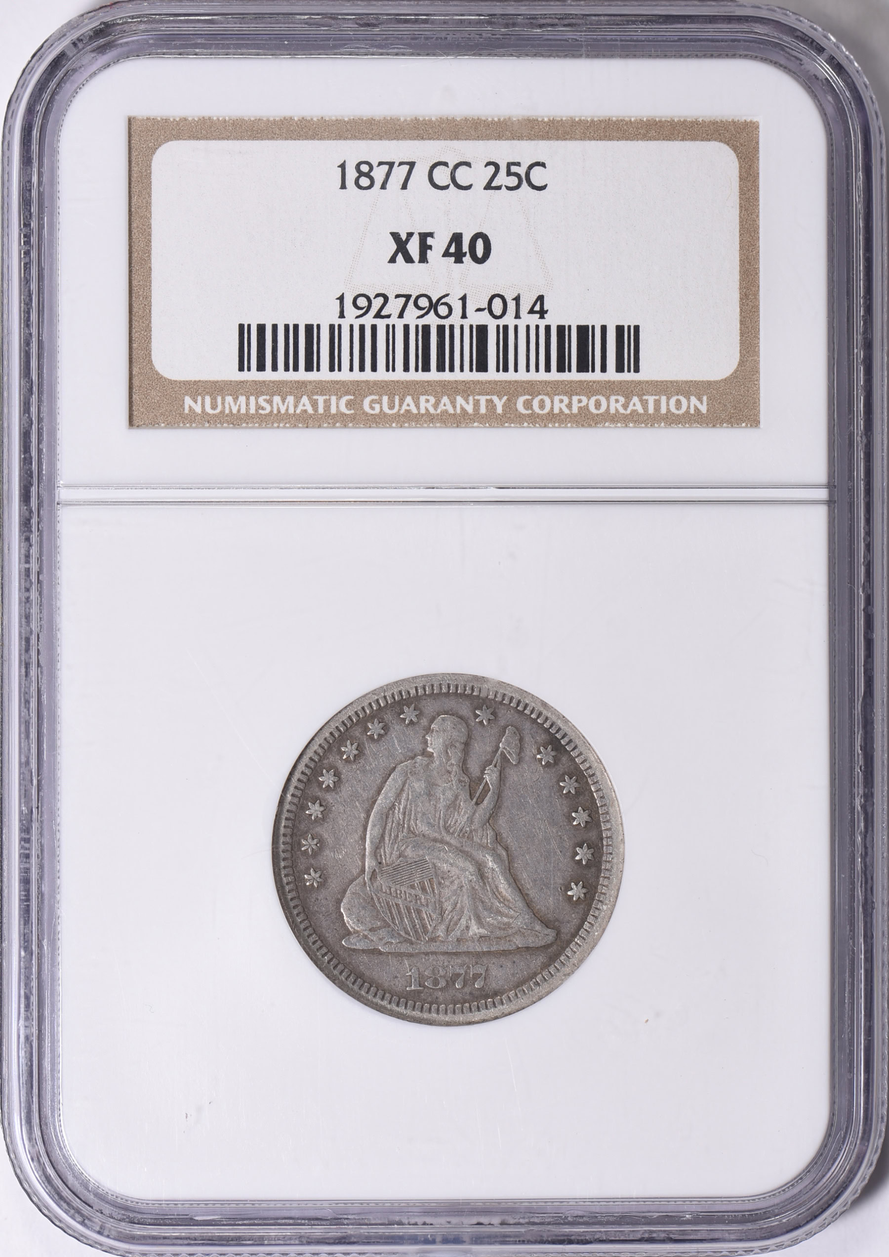 1877-CC Seated Liberty Quarter NGC XF-40 (Item 1592396) | GreatCollections Coin Auctions