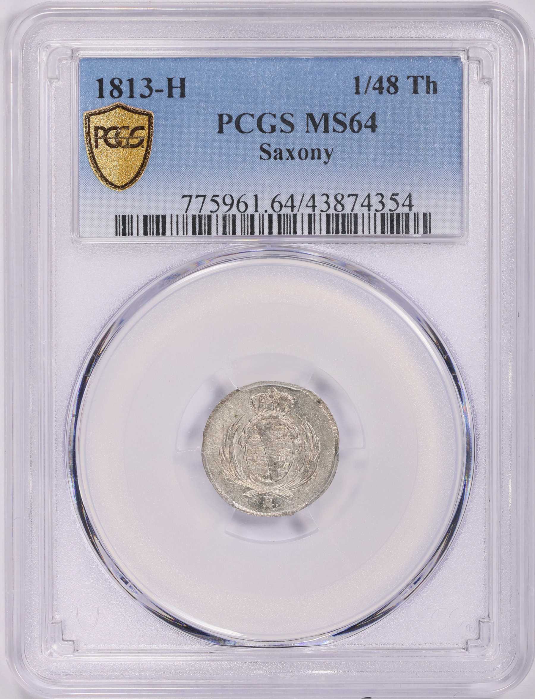 Germany - Saxony 1813-H Silver 1/48 Thaler (1/2 Groschen) KM-1048 PCGS ...