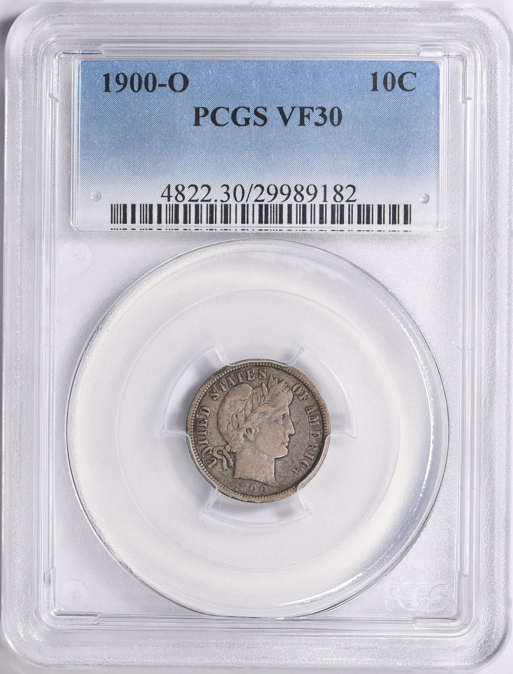 1900-O Barber Dime PCGS VF-30 (Item 1594122) | GreatCollections Coin Auctions