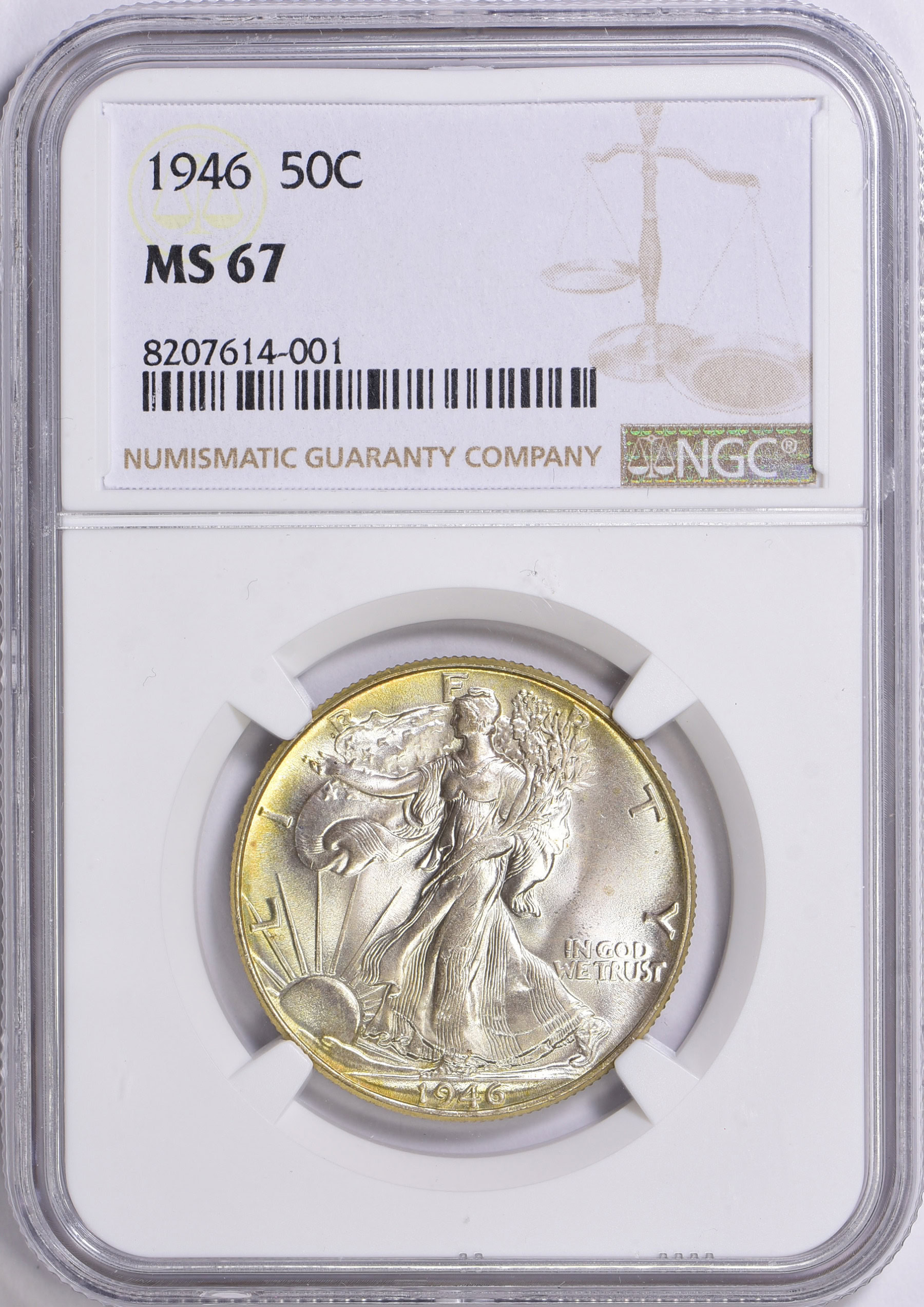1946 Walking Liberty Half Dollar NGC MS-67 (Toned) (Item 1595793) | GreatCollections Coin Auctions
