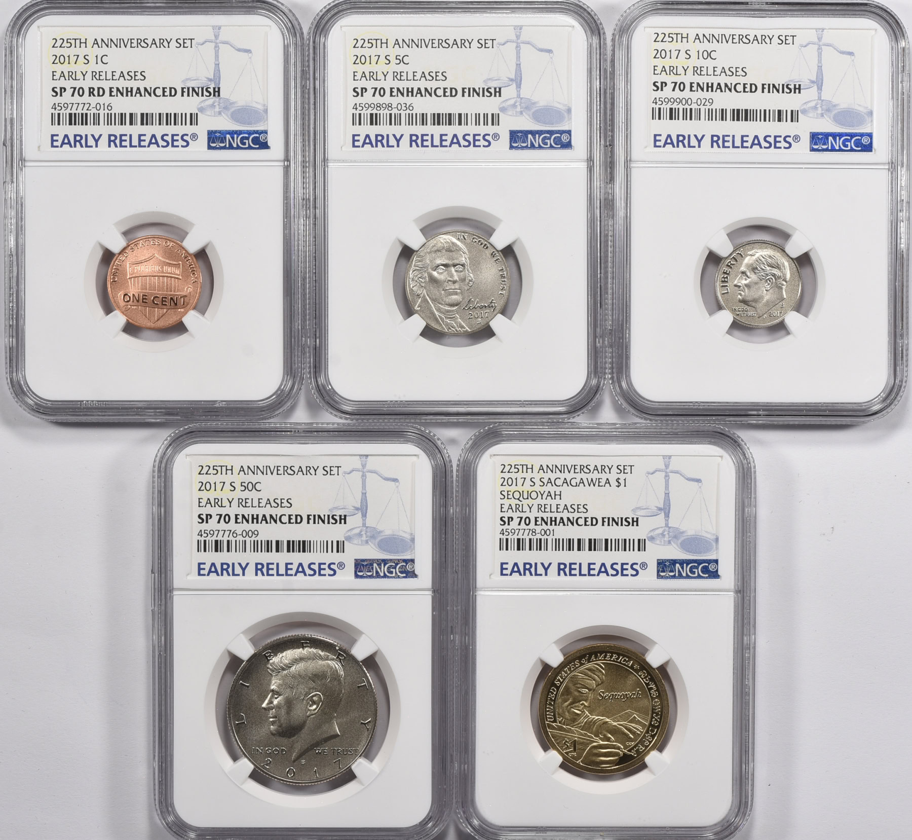 2017-S 1c-50c Enhanced Uncirculated 225th Anniversary Set First/Early ...