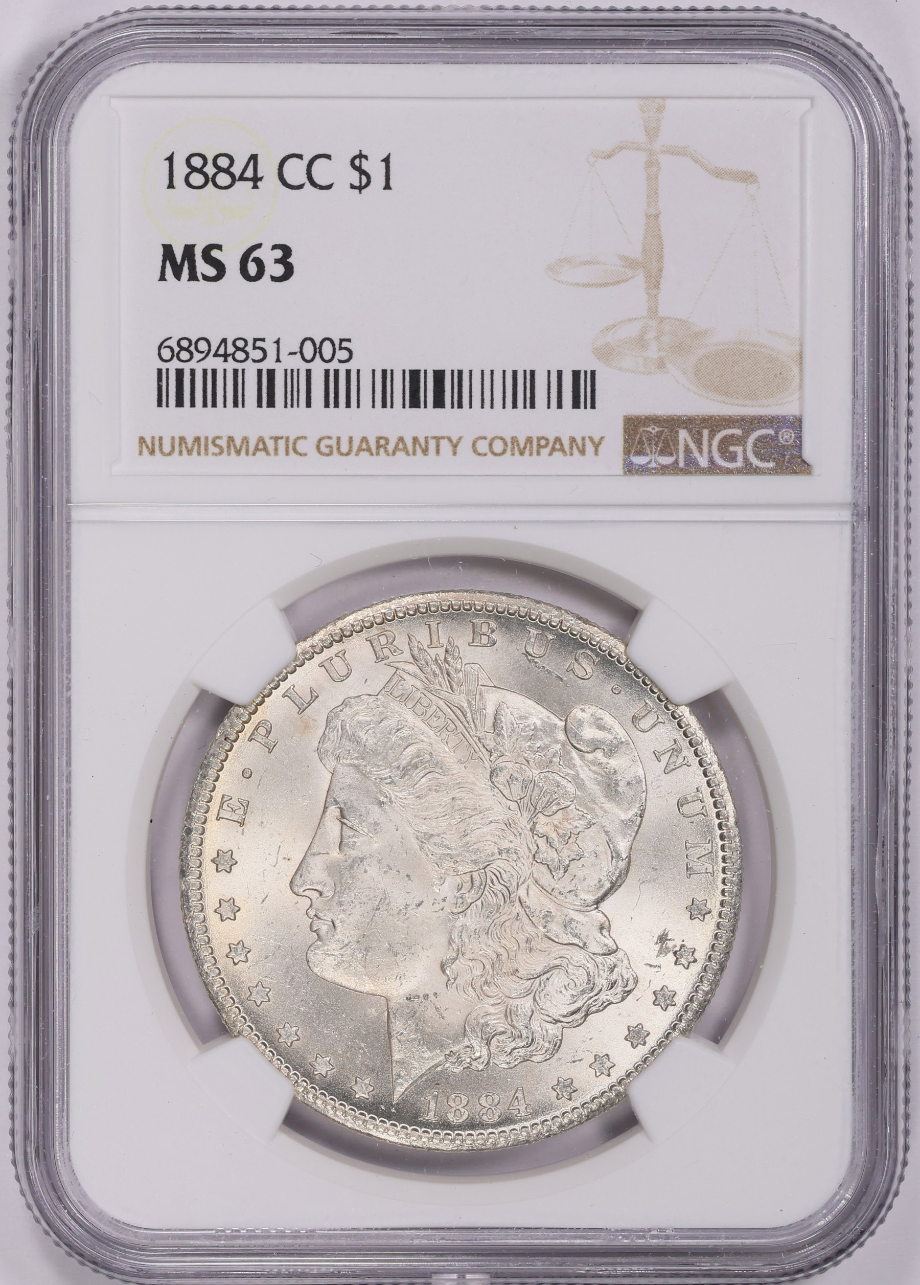 1884-CC Morgan Silver Dollar NGC MS-63 (Item 1596760) | GreatCollections Coin Auctions
