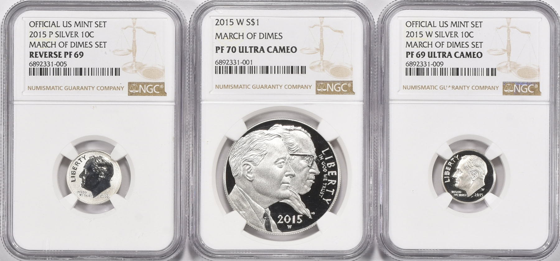 2015 March of Dimes Set Silver Dollar, Reverse Proof Dime and Proof ...