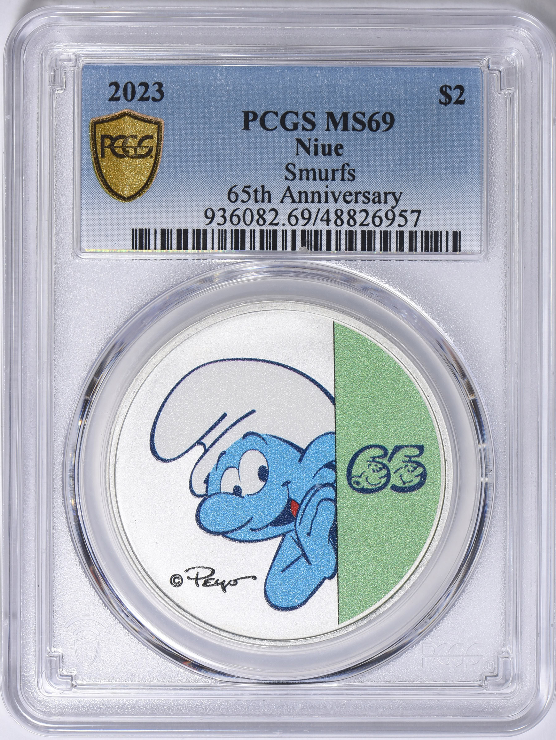 Niue 2023 Colorized Silver $2 Smurfs 65th Anniversary PCGS MS-69 | PCGS ...