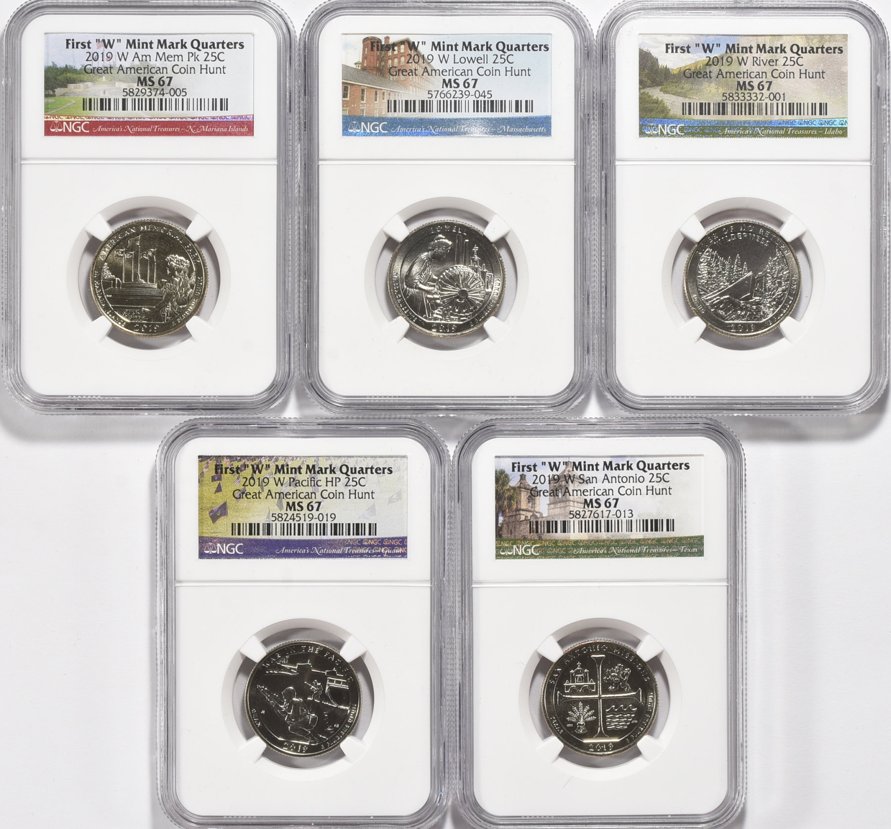 2019-W and 2020-W America the Beautiful Quarter Sets NGC MS-67 (10 ...