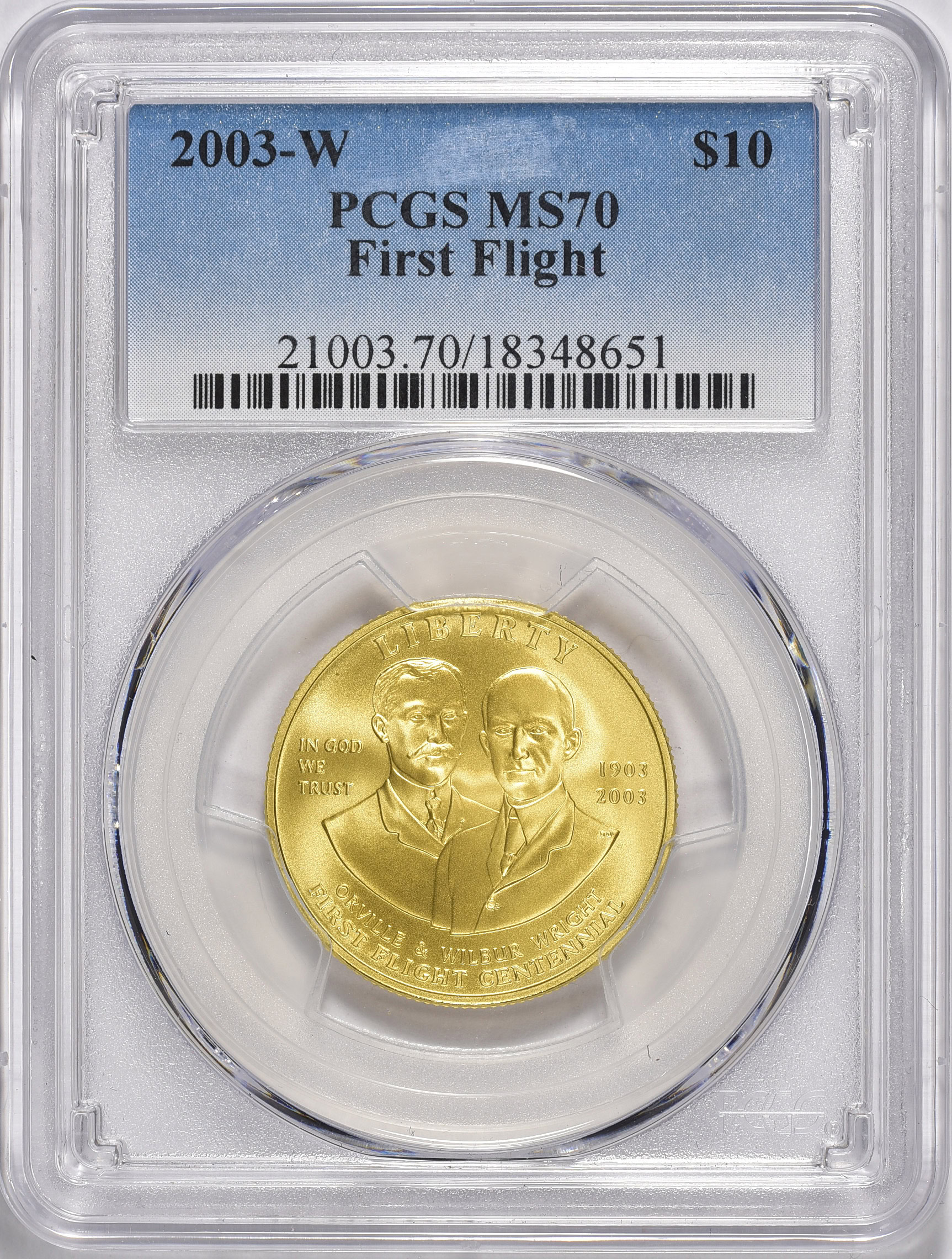 2003-W First Flight Centennial Gold $10 PCGS MS-70 (Item 1598213 ...