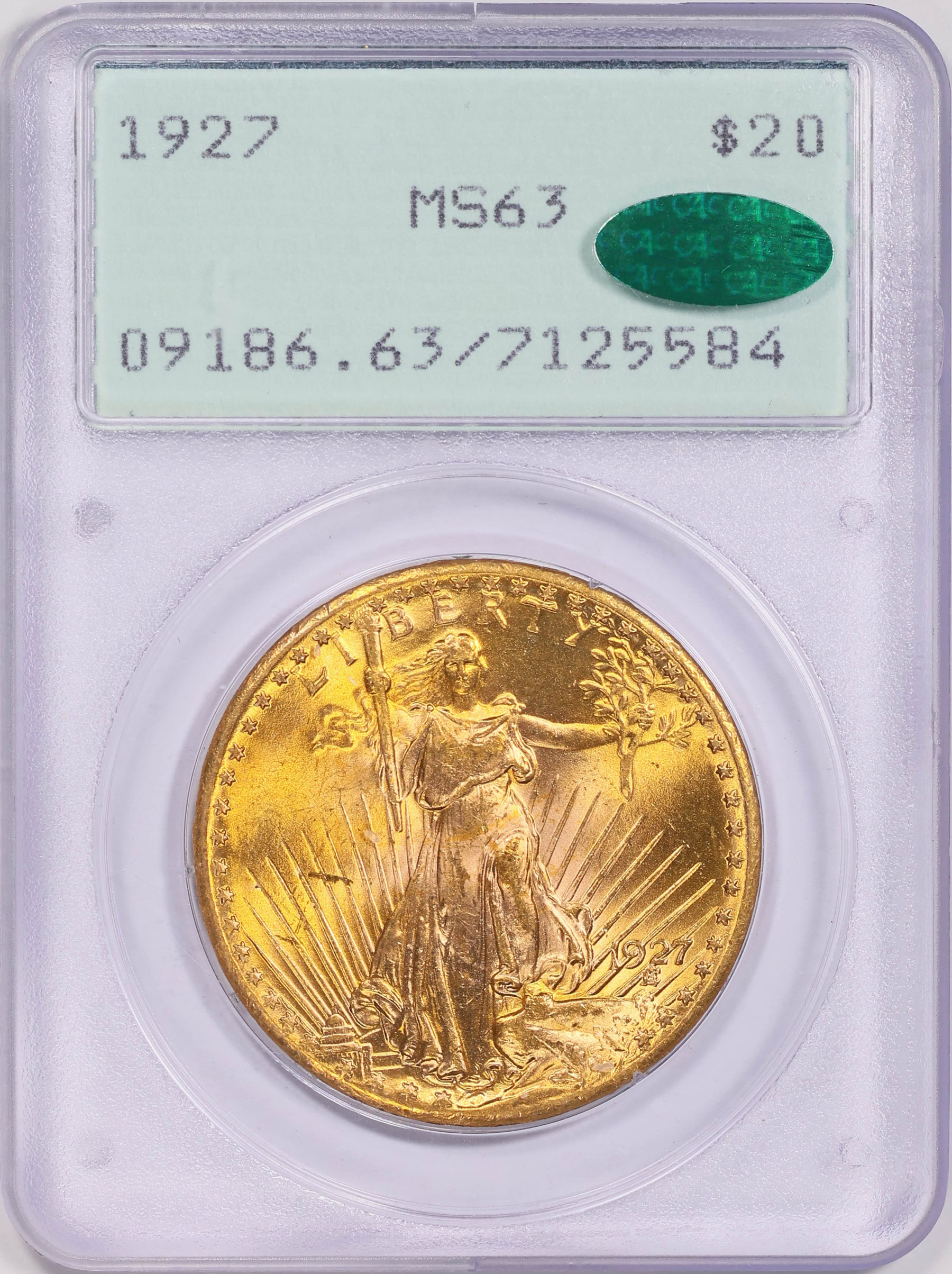 1927 Saint-Gaudens Gold Double Eagle PCGS MS-63 (CAC Green) OGH (1st ...