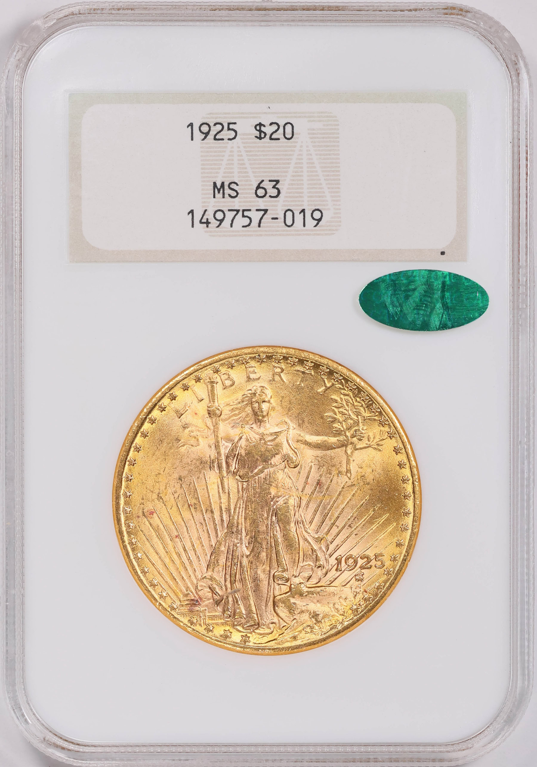 1925 Saint-Gaudens Gold Double Eagle NGC MS-63 (CAC Green) OH (Item 1598373) | GreatCollections ...