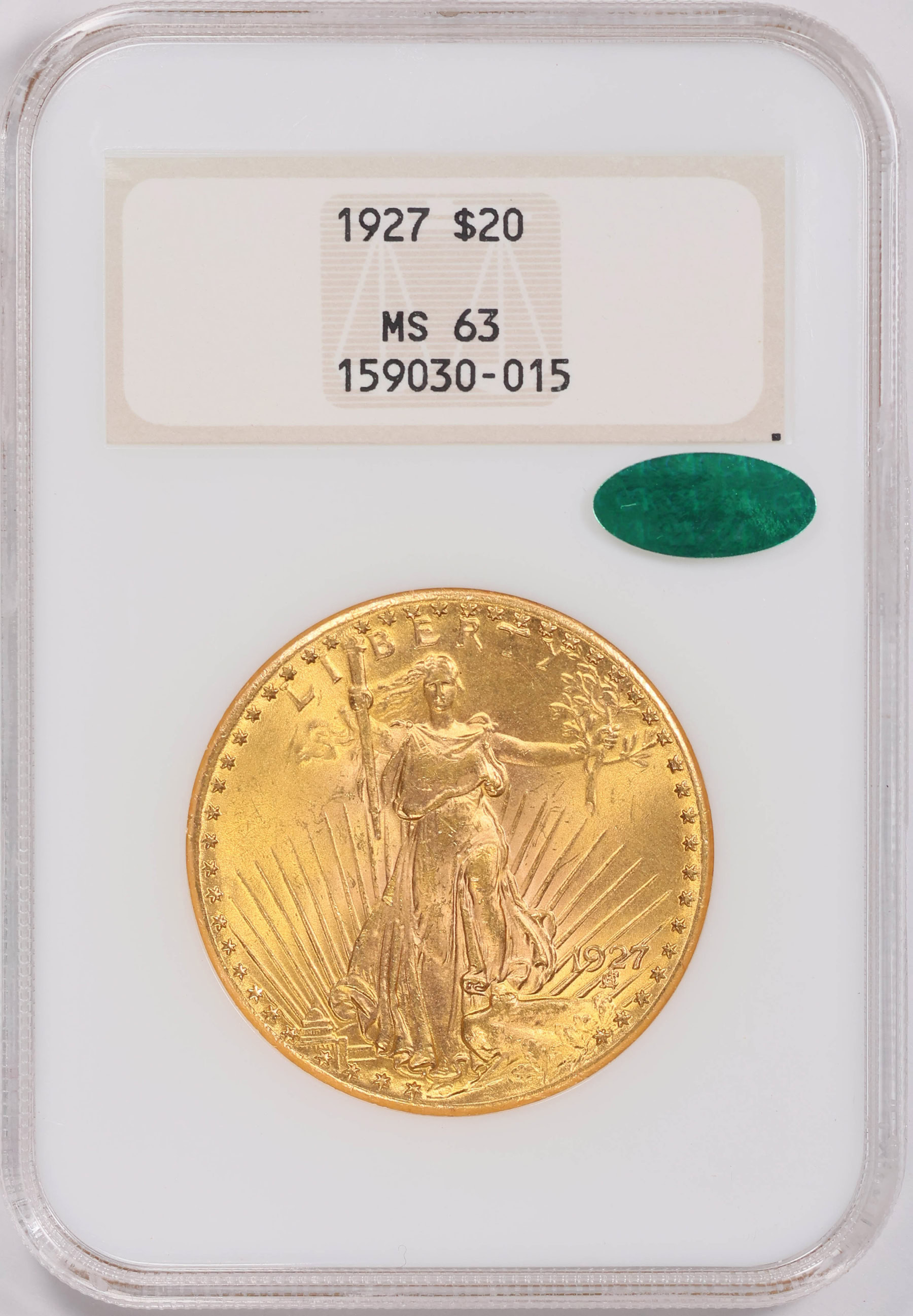 1927 Saint-Gaudens Gold Double Eagle NGC MS-63 (CAC Green) OH (Item ...