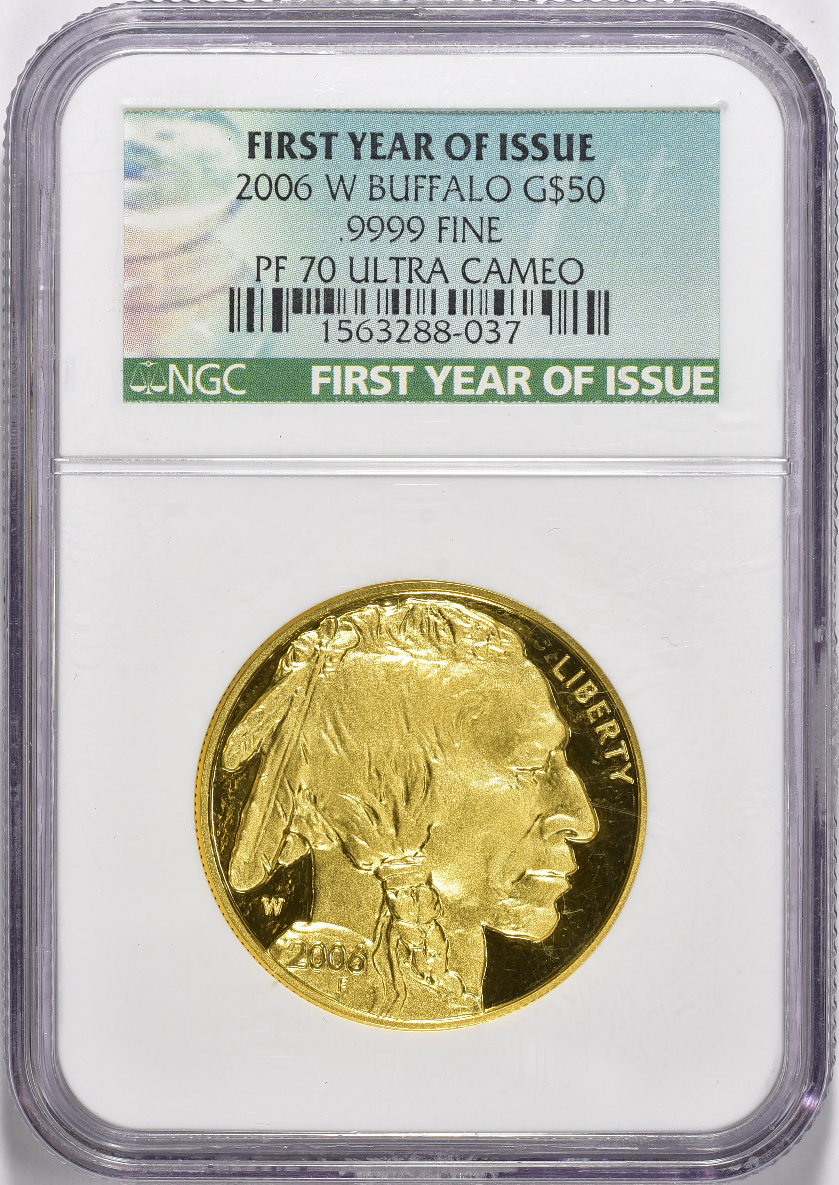 2006-W $50 One-Ounce Gold American Buffalo NGC Proof-70 UC (First Year of Issue Label) (Item ...