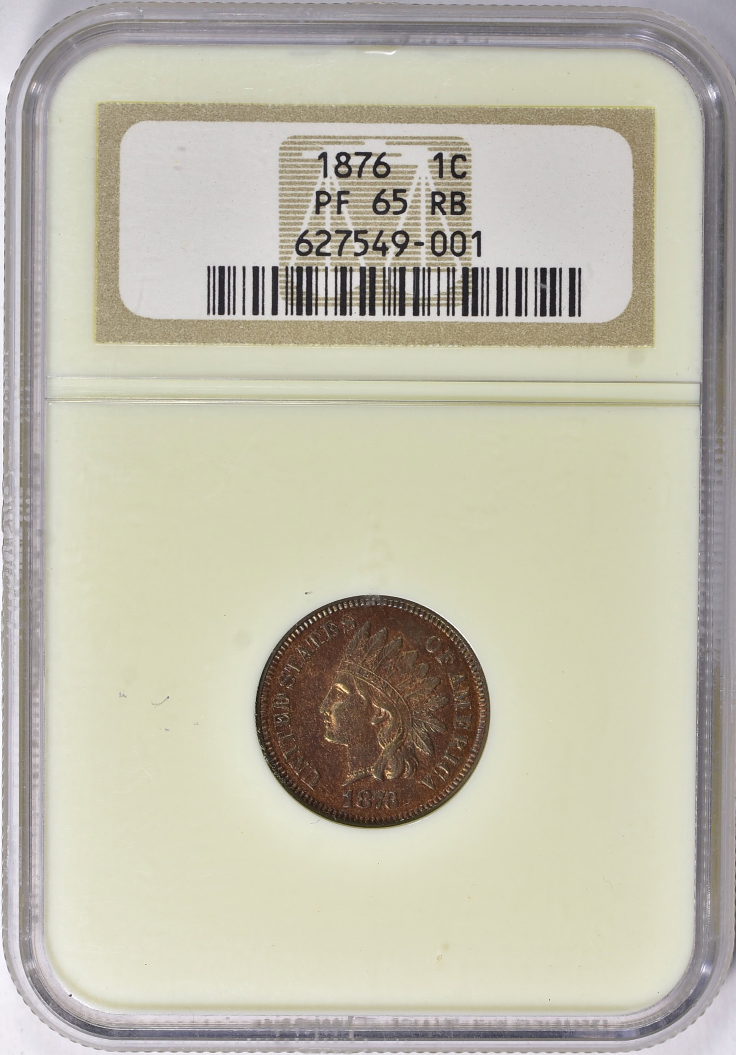 1876 Indian Cent NGC Proof-65 RB (Toned) (Item 1599036) | GreatCollections Coin Auctions