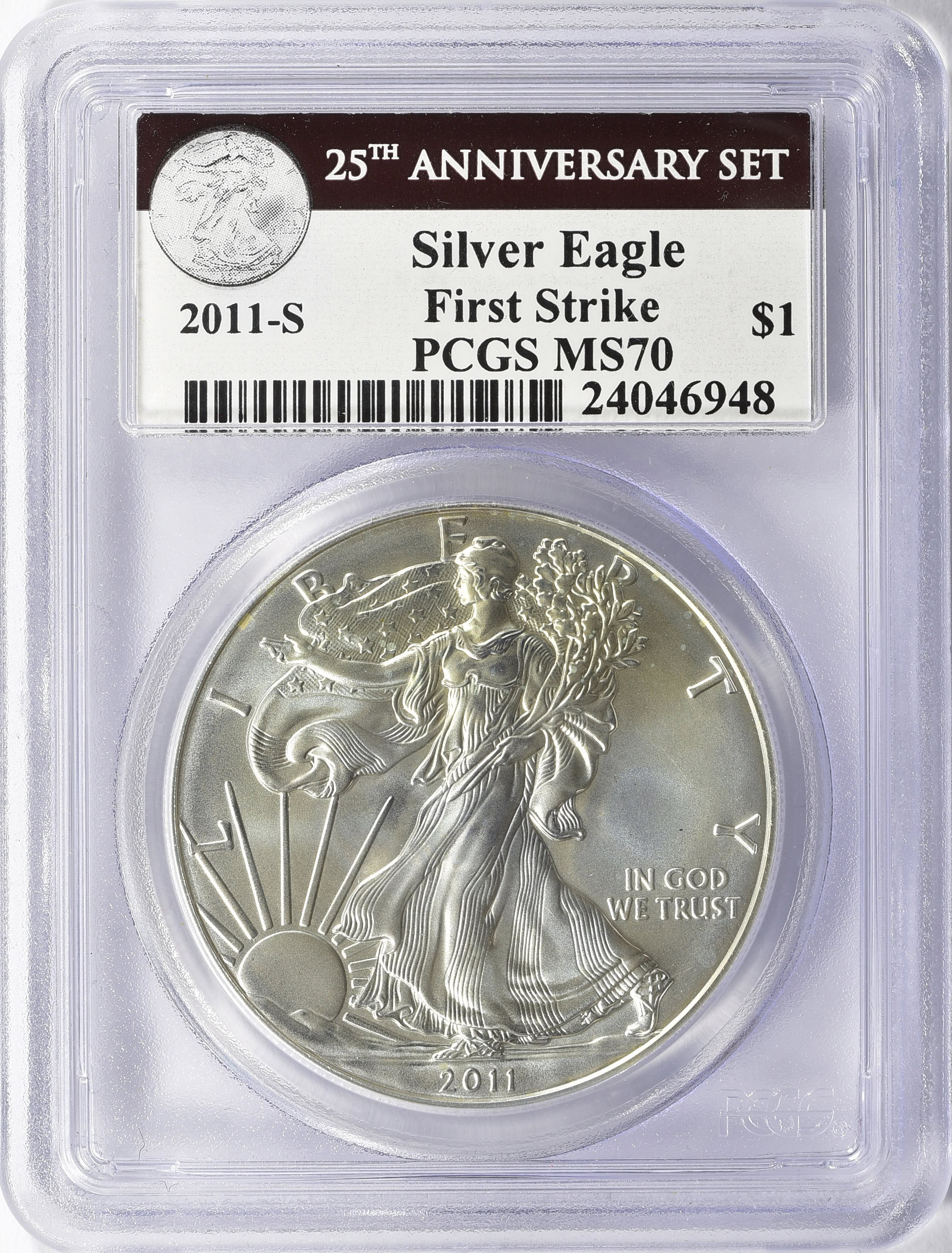 2011-S $1 Silver Eagle 25th Anniversary First Strike PCGS MS-70 (Item 1599105 ...