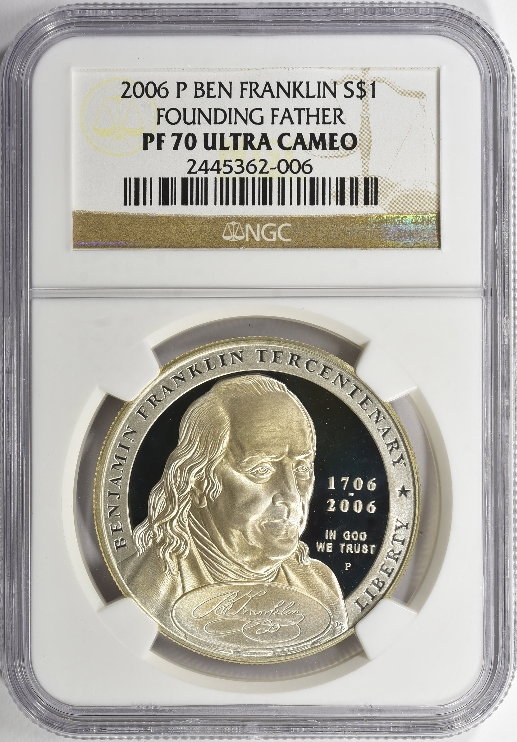 2006-P Benjamin Franklin Tercentenary Founding Father Silver Dollar NGC ...