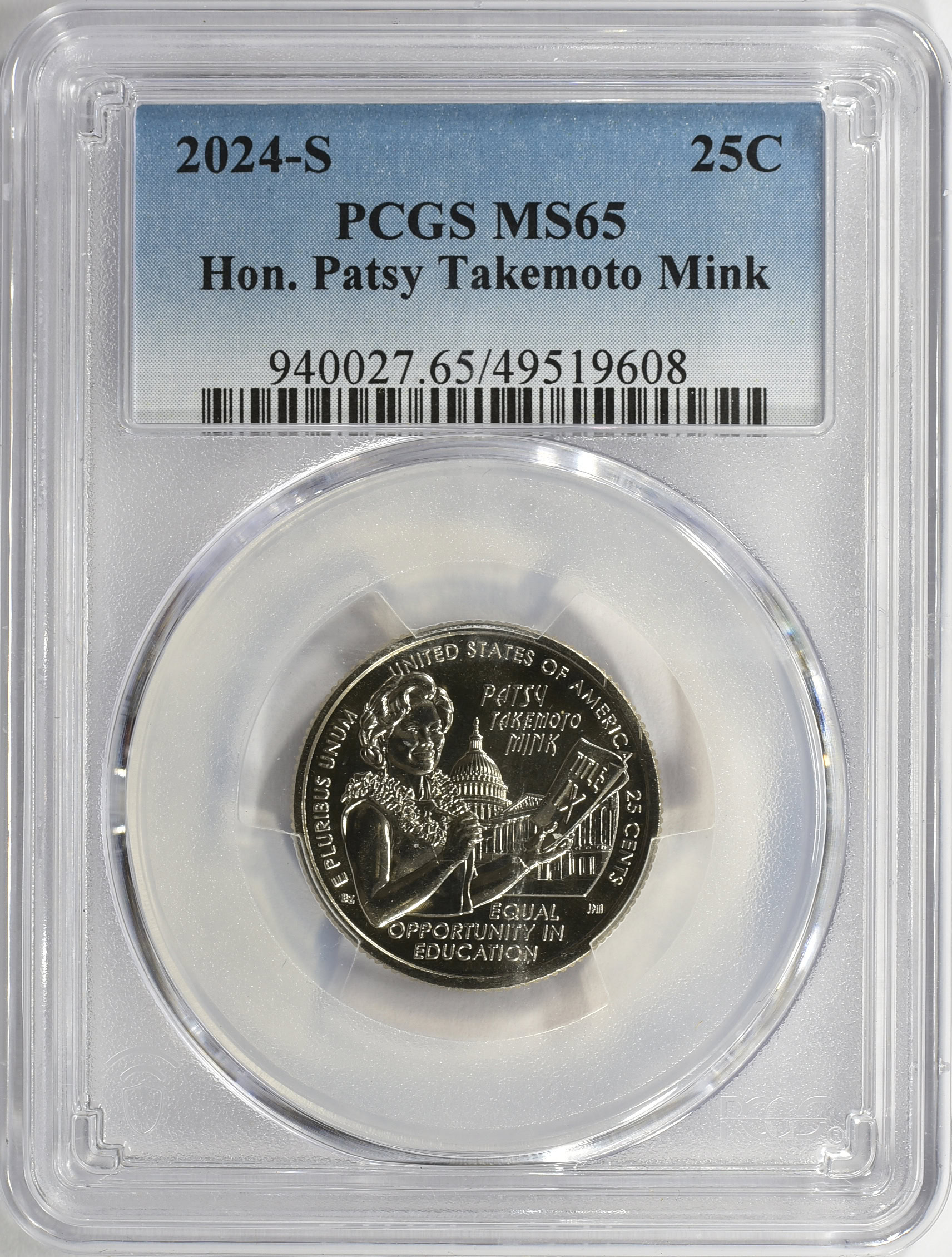 2024-S American Women Quarter Hon. Patsy Takemoto Mink PCGS MS-65 ...