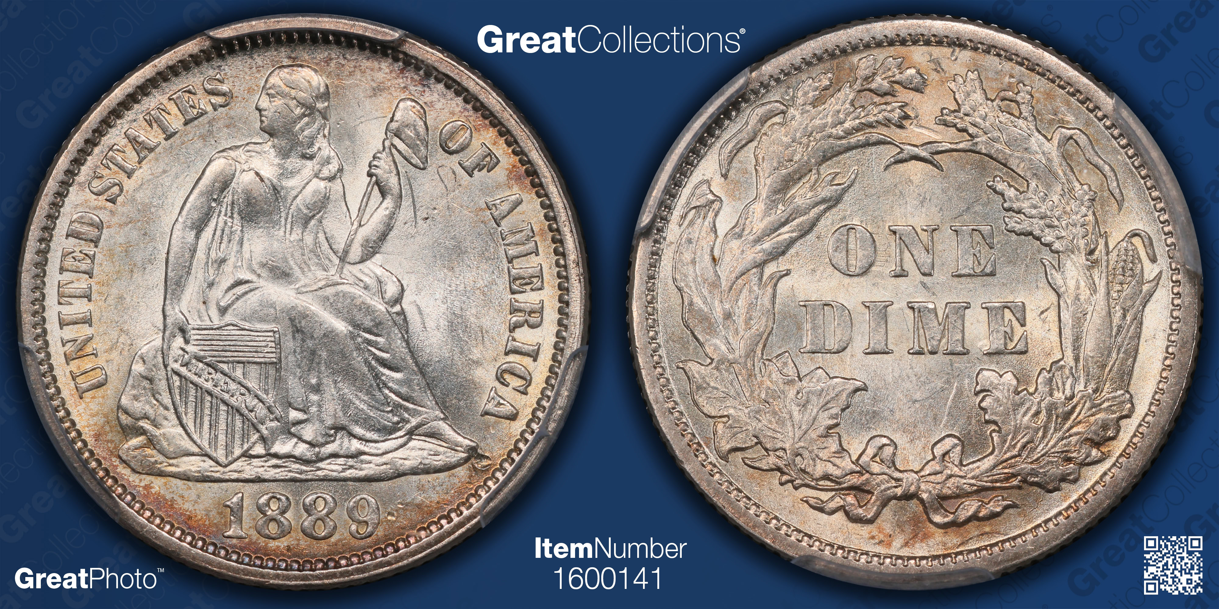 1889 Seated Liberty Dime Double Die Reverse FS-801 F-106 (005.3) PCGS ...