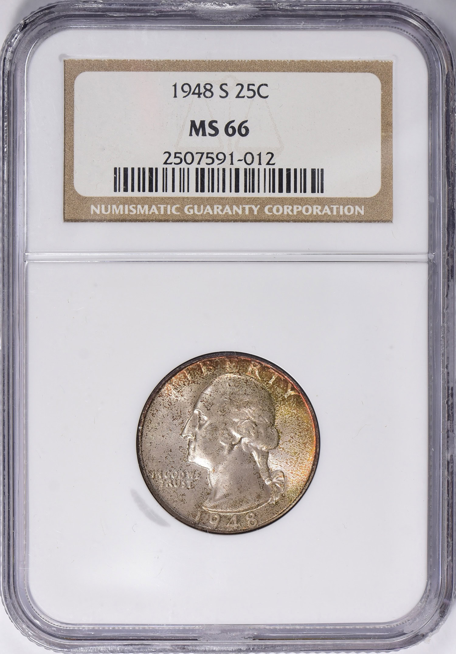 1948-S Washington Quarter NGC MS-66 (Toned) (Item 1600513) | GreatCollections Coin Auctions