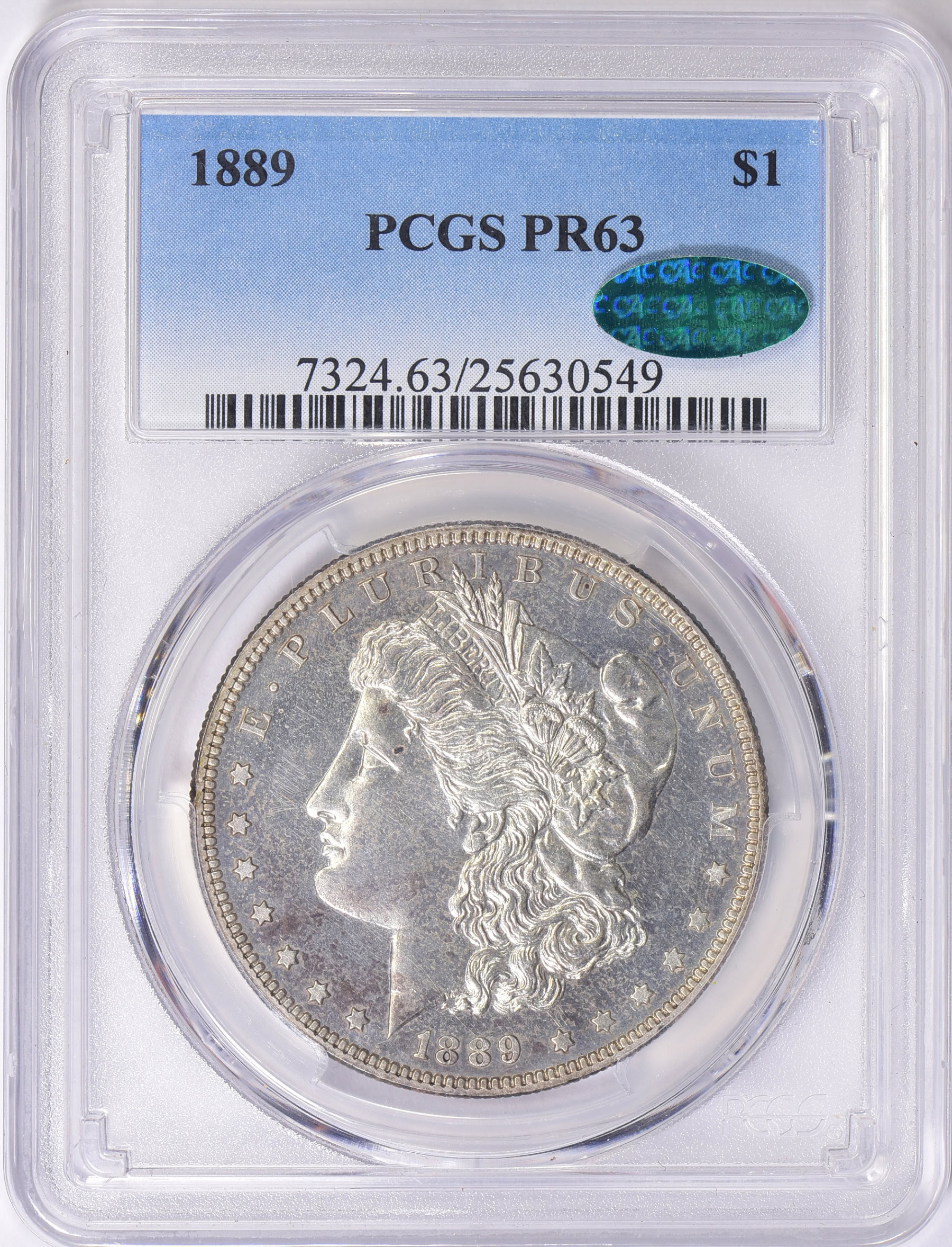 1889 Morgan Silver Dollar PCGS Proof-63 (CAC Green) (Item 1600534 ...