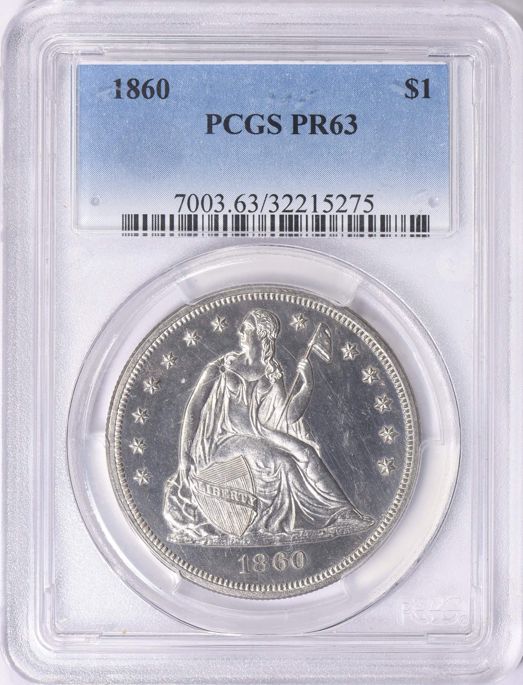1860 Seated Liberty Silver Dollar PCGS Proof-63 (Item 1600538 ...