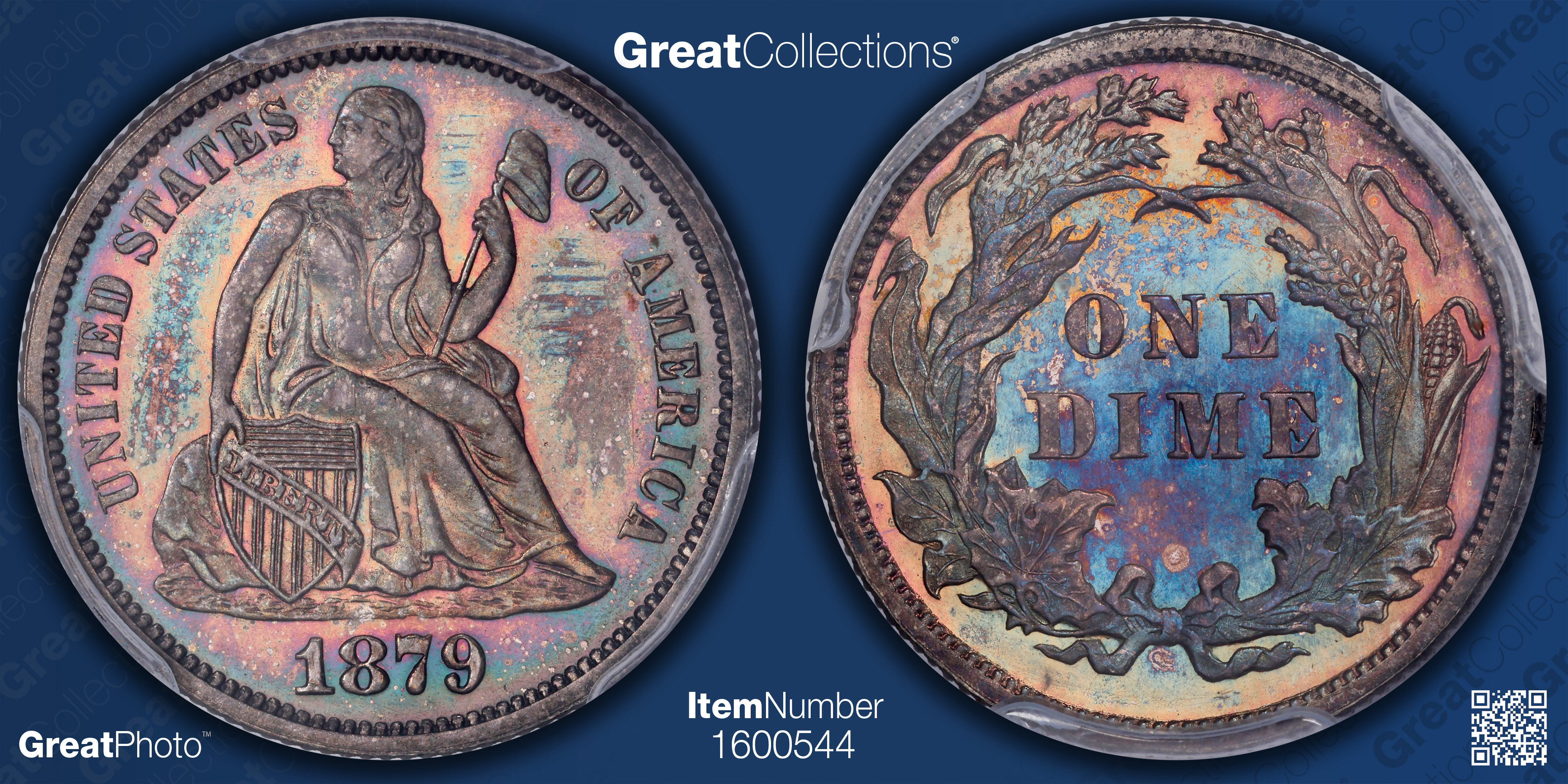 1879 Seated Liberty Dime PCGS Proof-65 (Toned) (Item 1600544 ...