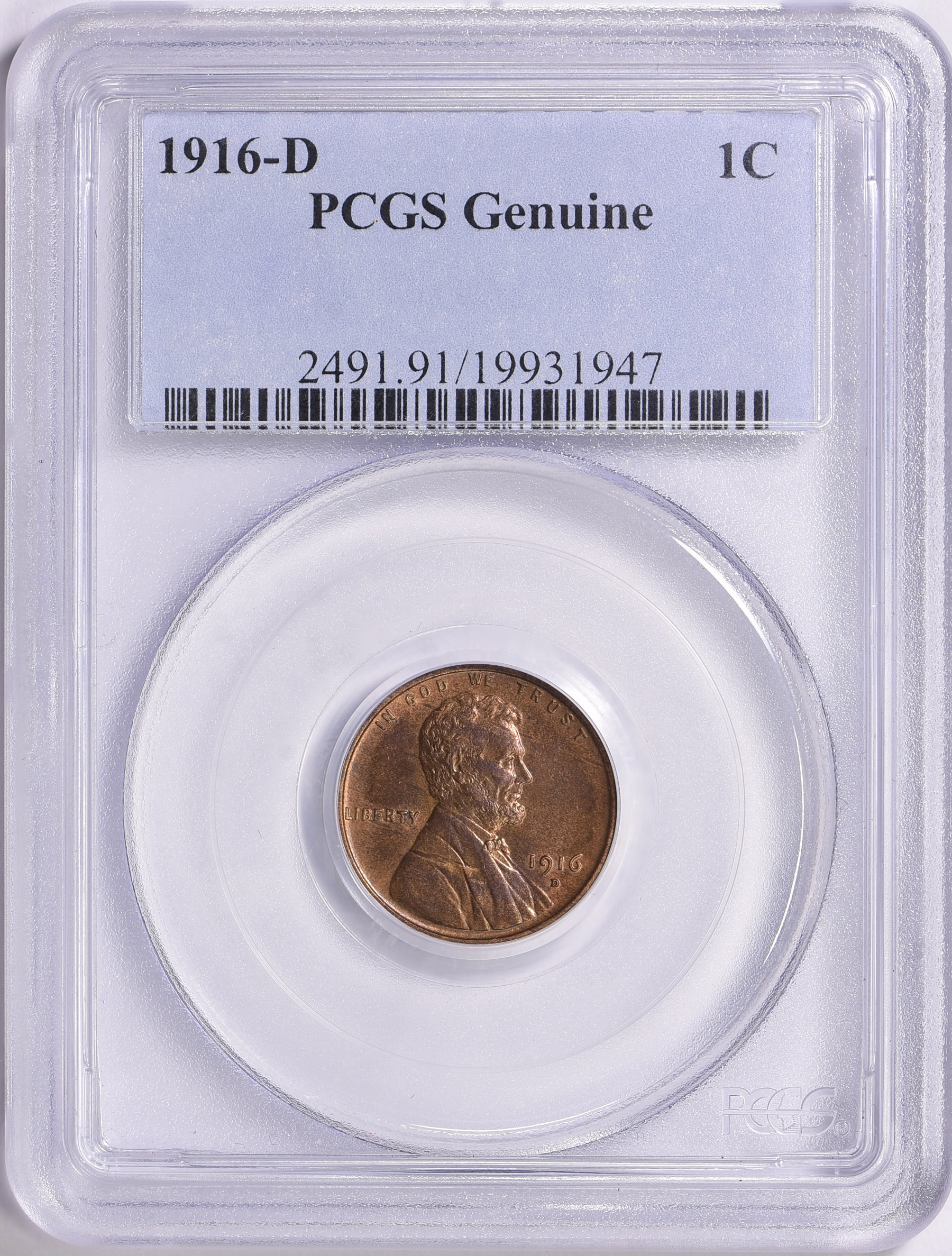 1916-D Lincoln Cent PCGS Genuine (Item 1600649) | GreatCollections Coin ...