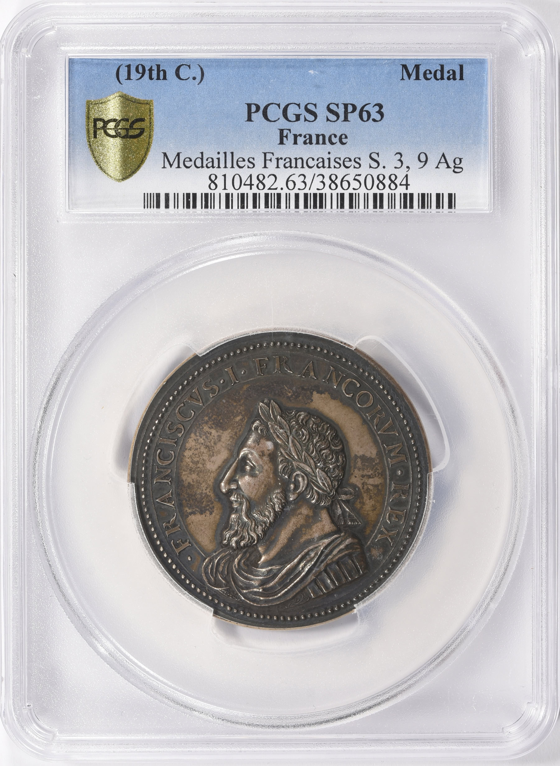 France ND (c.19th Century) Silver 52mm Franciscus I Medal PCGS SP-63 ...
