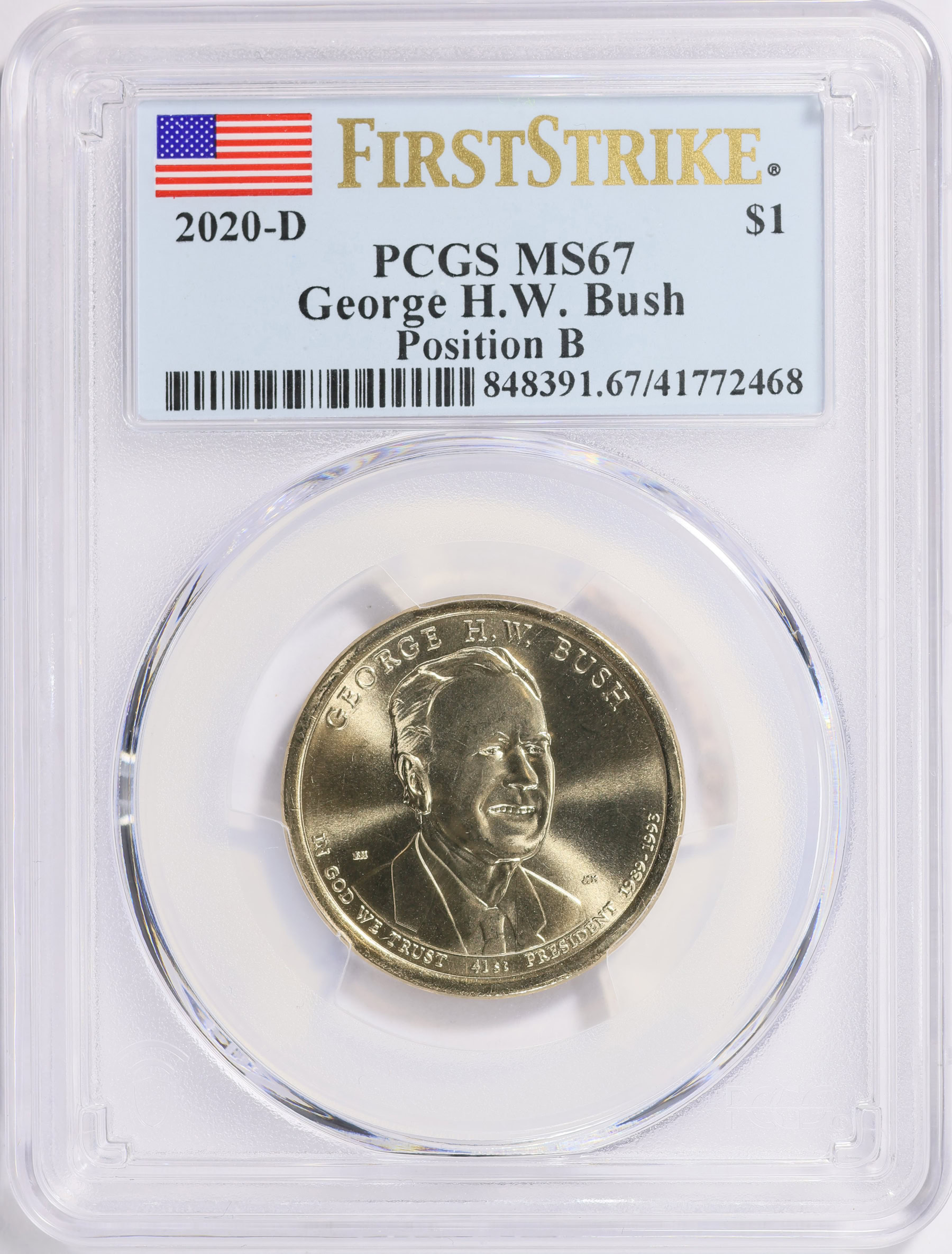 2020-D Presidential Dollar George H.W. Bush Position B First Strike ...