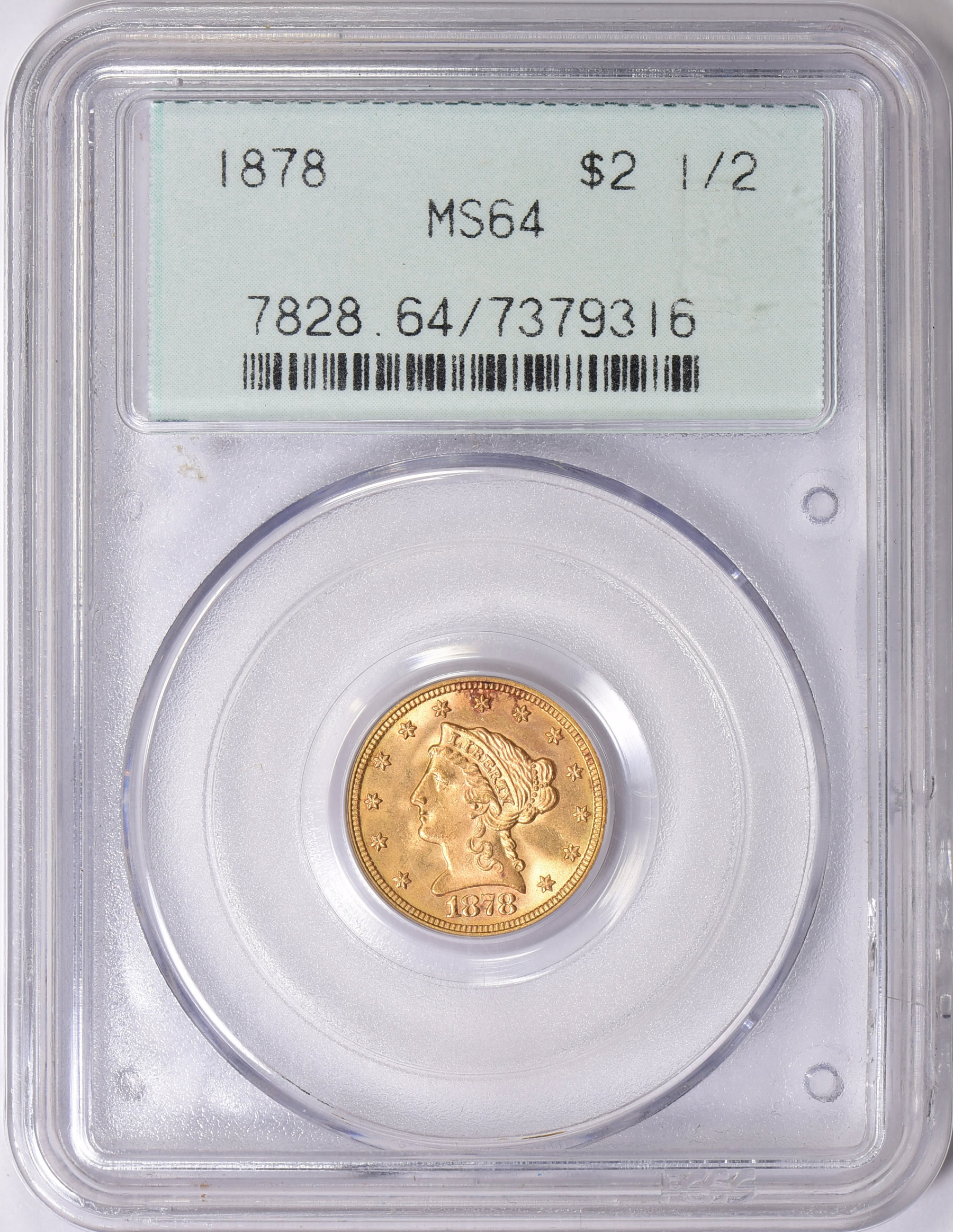 1878 Liberty Gold Quarter Eagle PCGS MS-64 OGH (2nd Gen) (Item 1601809) | GreatCollections Coin ...