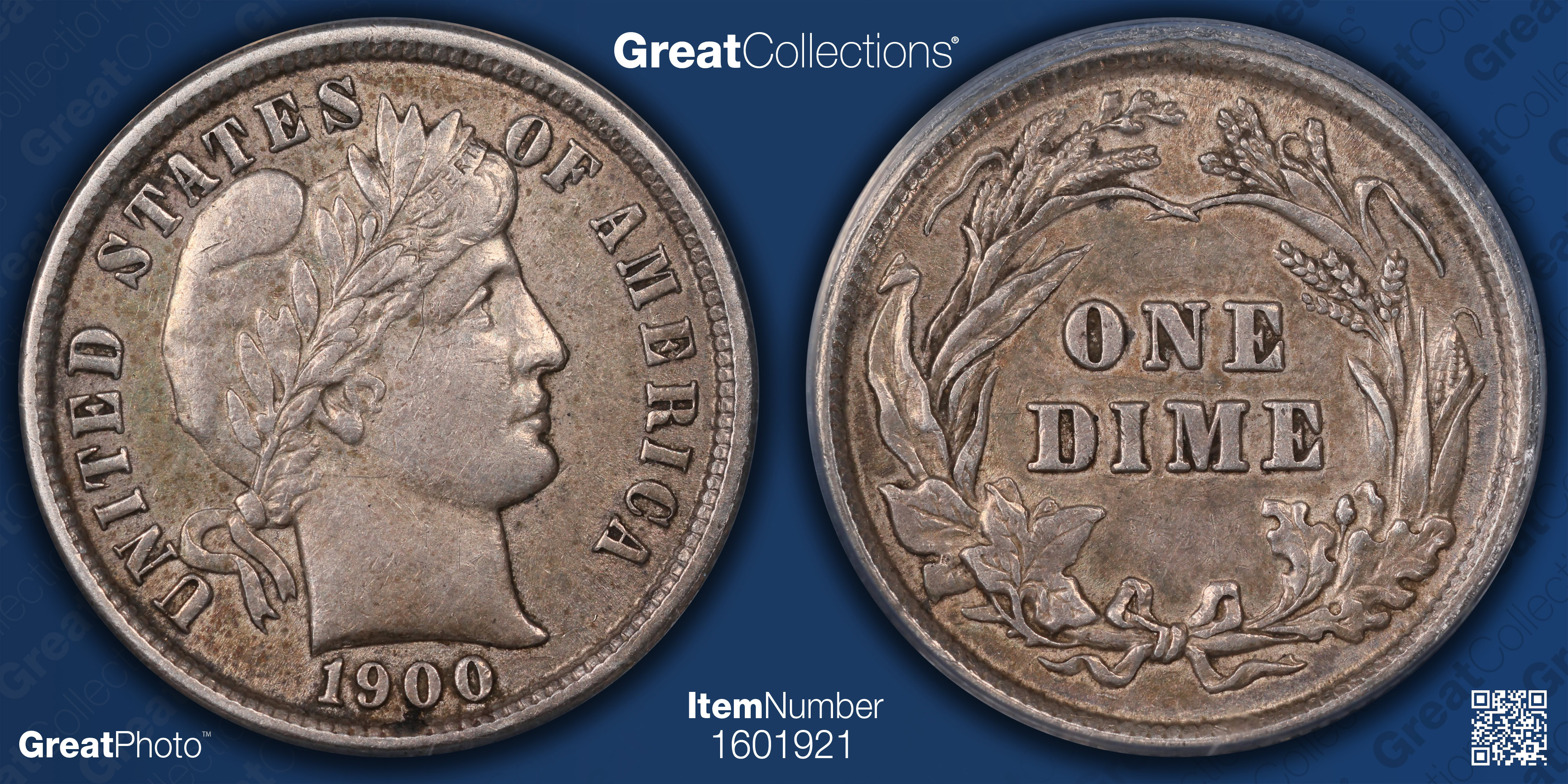 1900 Barber Dime ANACS AU-58 (Item 1601921) | GreatCollections Coin ...