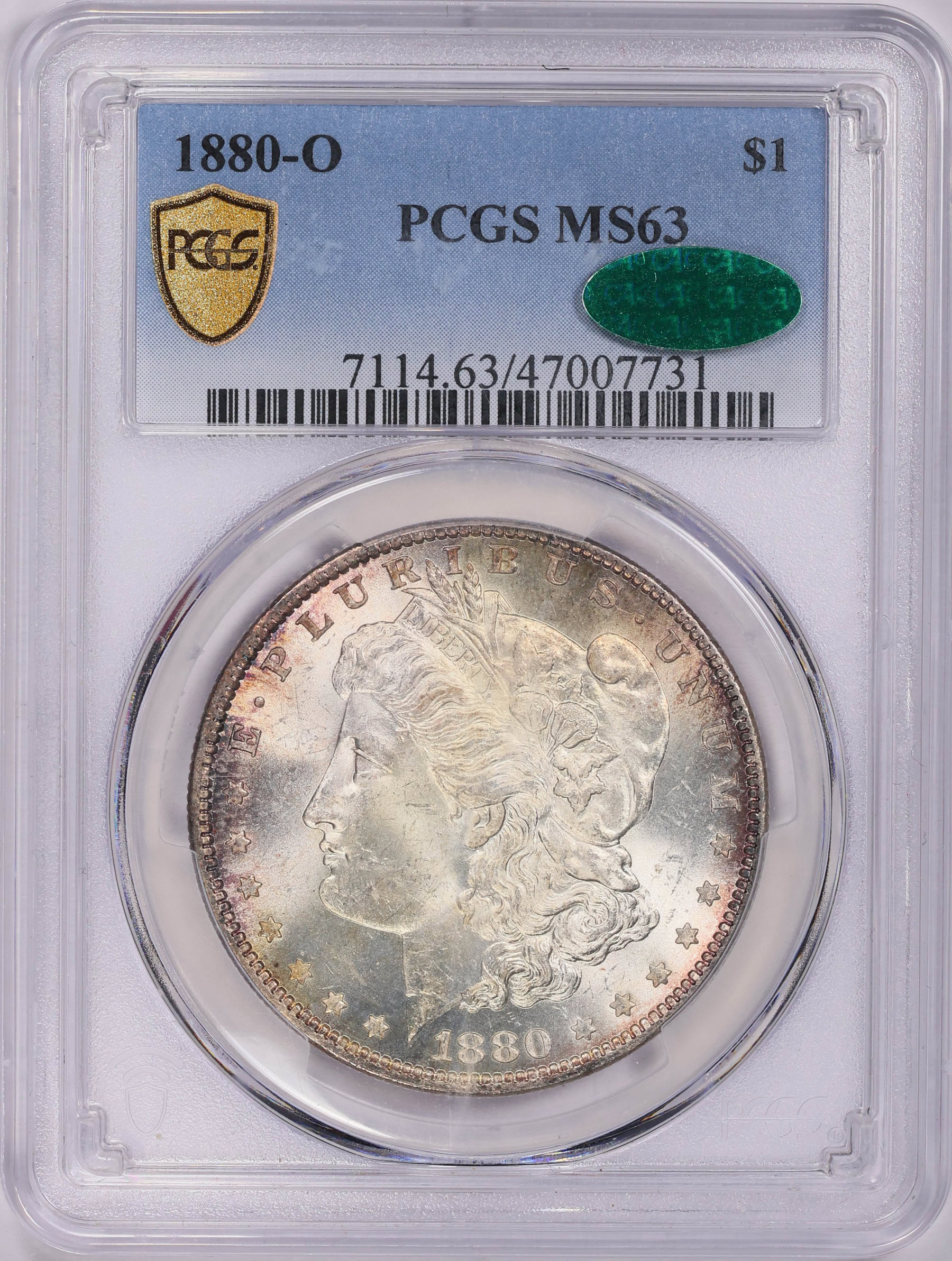 1880-O Morgan Silver Dollar PCGS MS-63 (CAC Green) (Toned) (Item 1601927) | GreatCollections ...