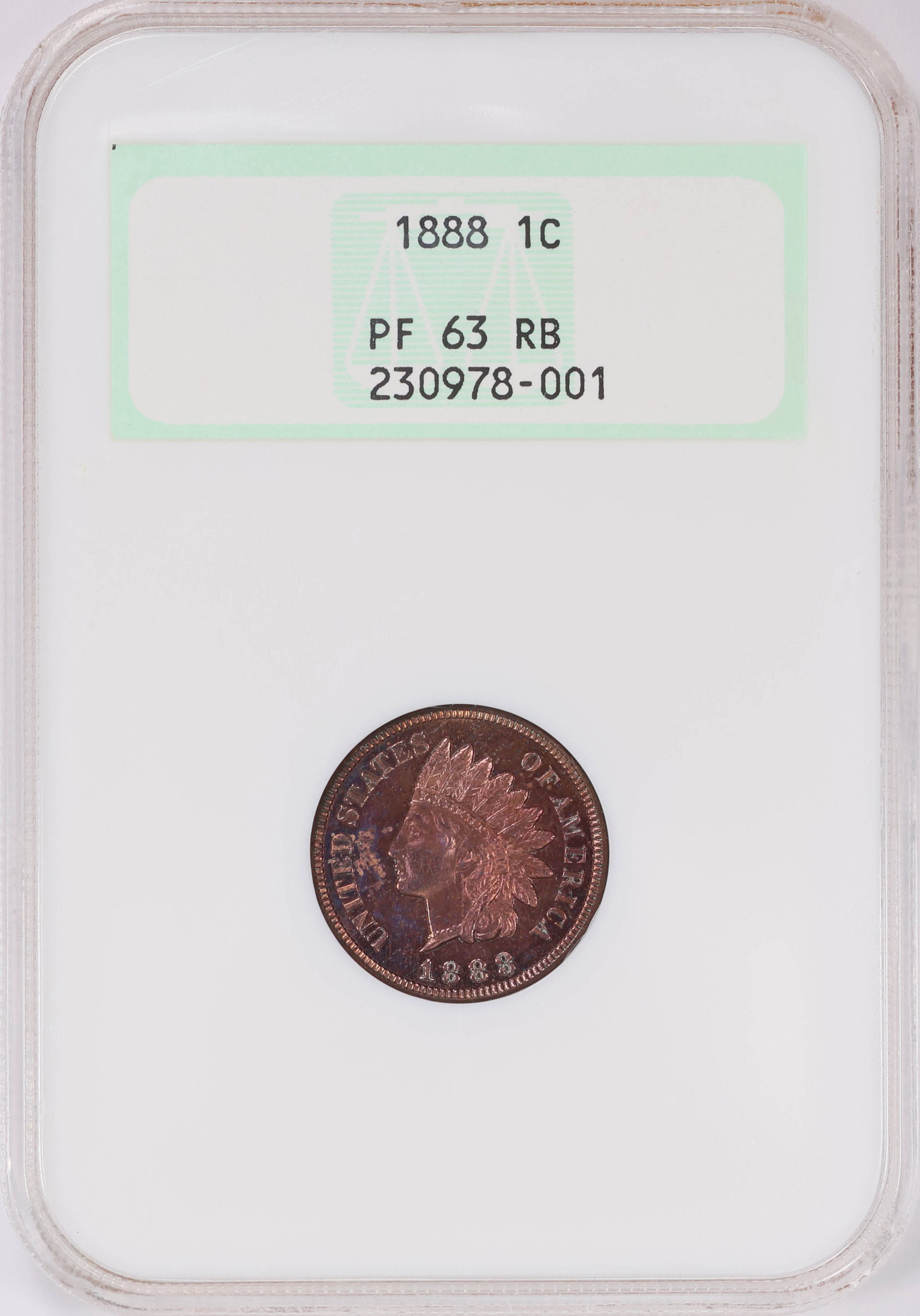 1888 Indian Cent NGC Proof-63 RB OH (Toned) (Item 1601988) | GreatCollections Coin Auctions