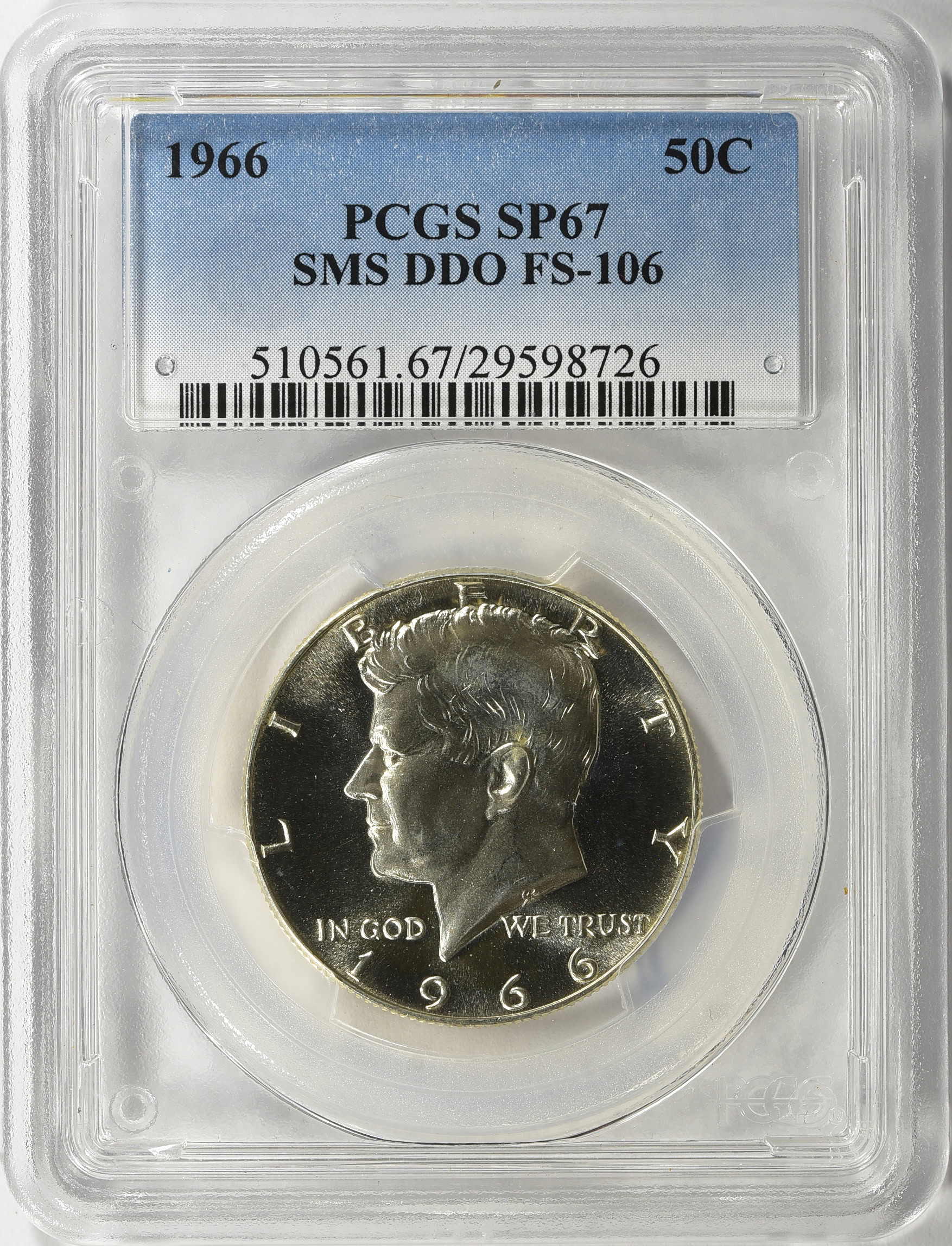 1966 Kennedy Half Dollar SMS Doubled Die Obverse FS-106 PCGS SP-67 (Item 1602021 ...