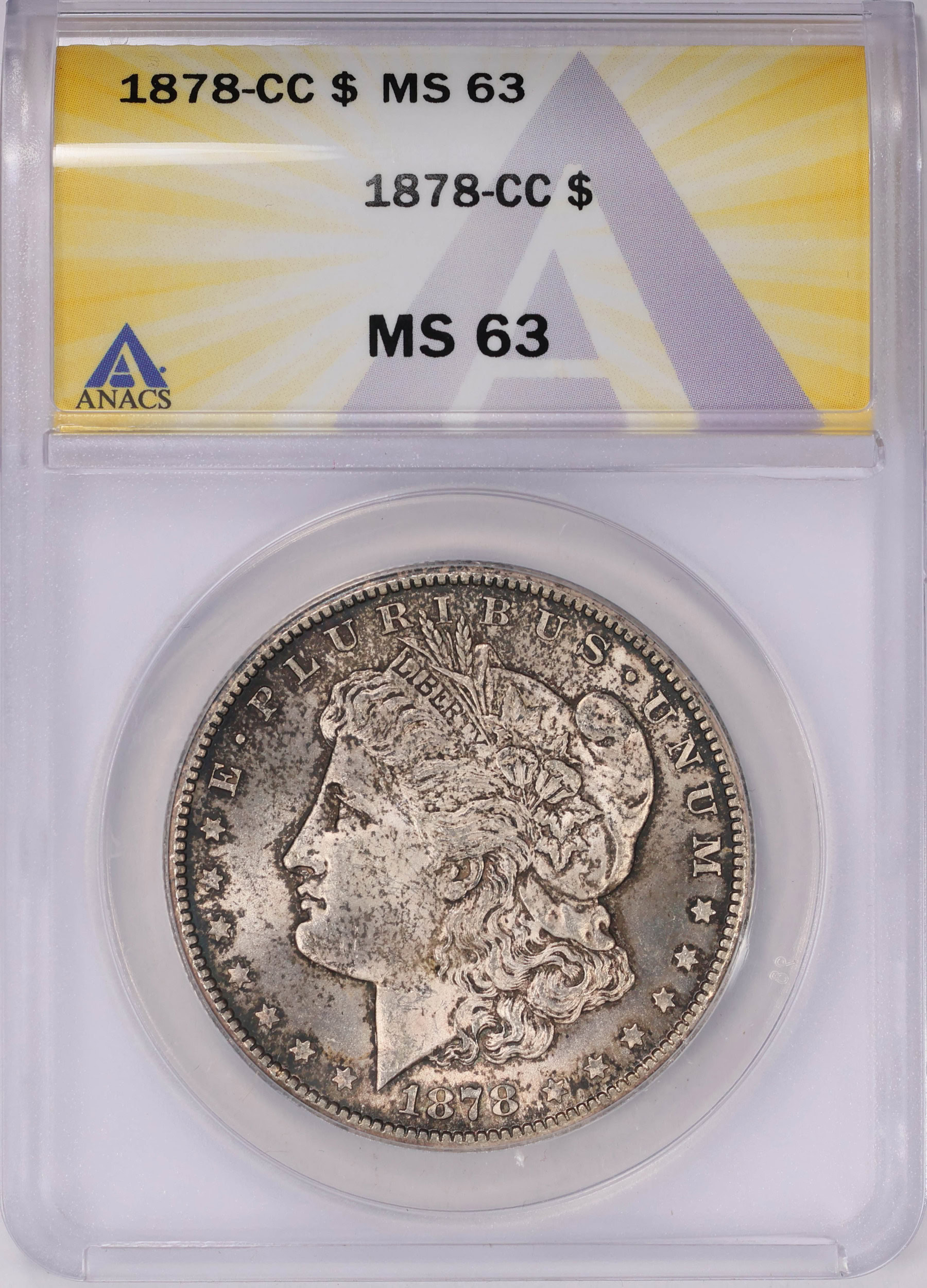 1878-CC Morgan Silver Dollar ANACS MS-63 (Toned) (Item 1602169) | GreatCollections Coin Auctions
