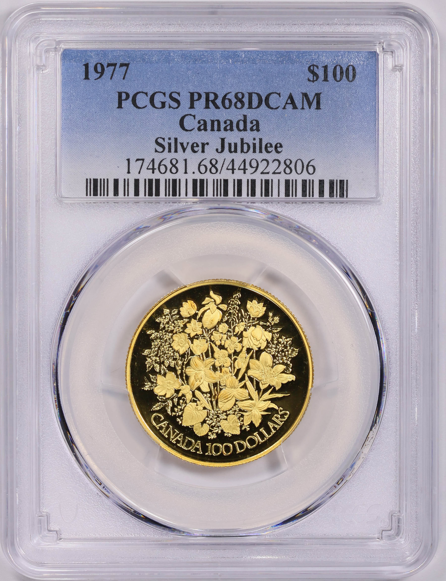 Canada 1977 Gold $100 Queen Elizabeth II's Silver Jubilee KM-119 PCGS ...