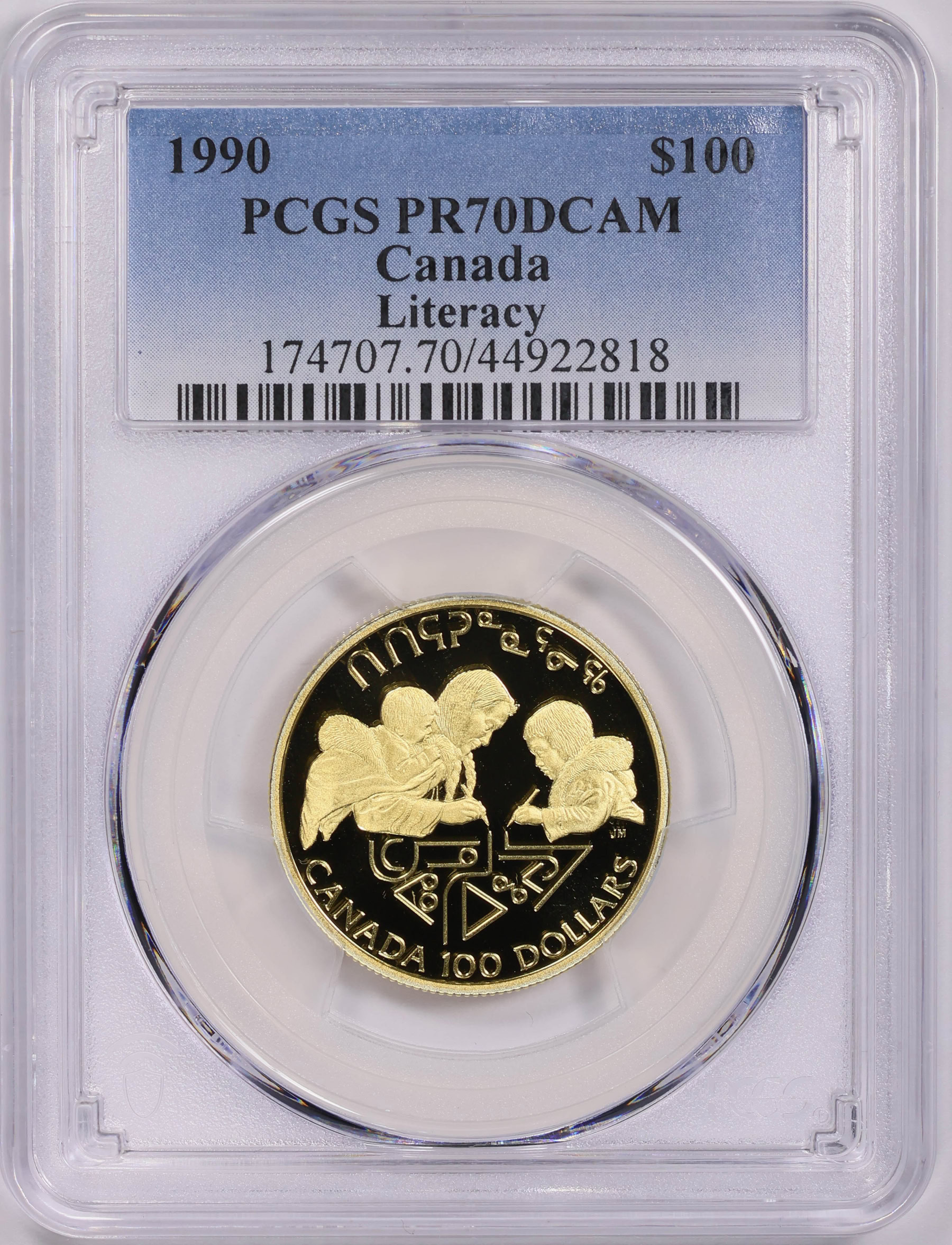 Canada 1990 Gold $100 International Literacy Year KM-171 PCGS Proof-70 ...
