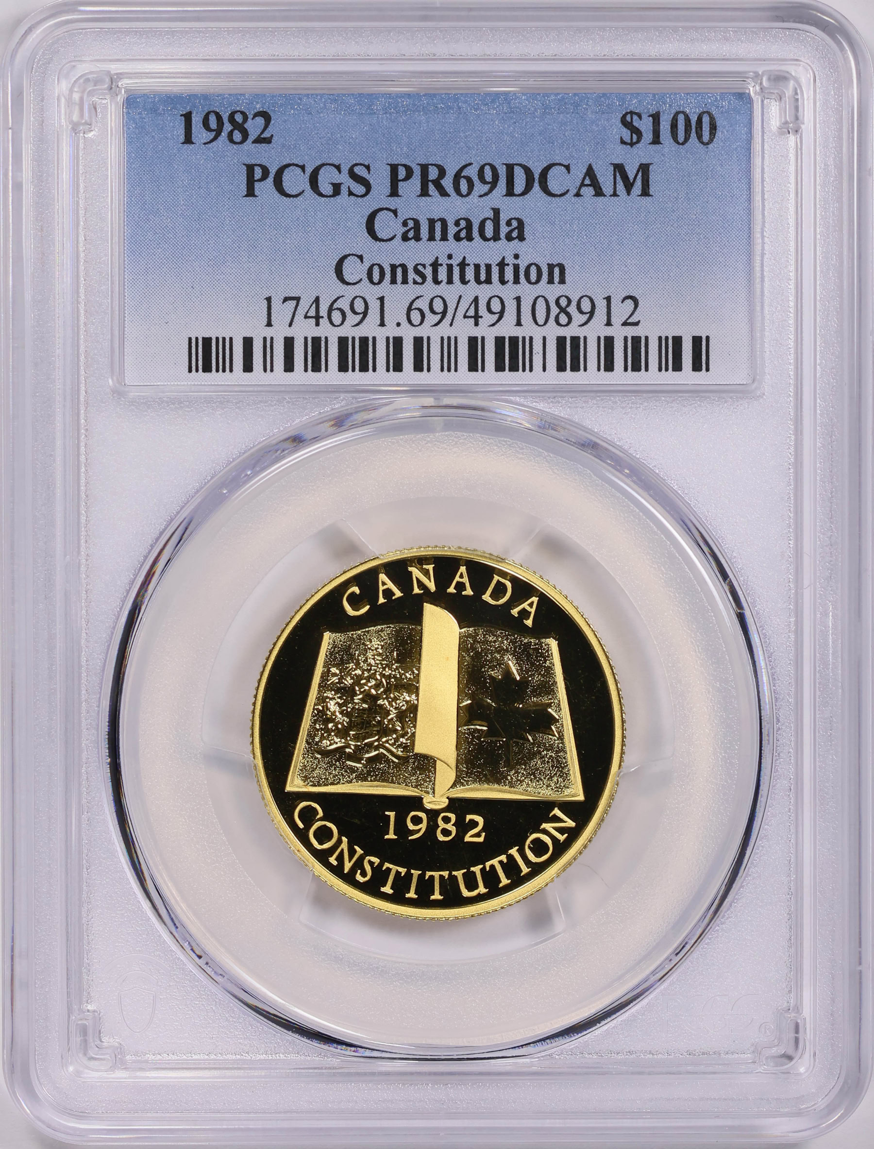 Canada 1982 Gold $100 New Constitution KM-137 PCGS Proof-69 DCAM (AGW ...