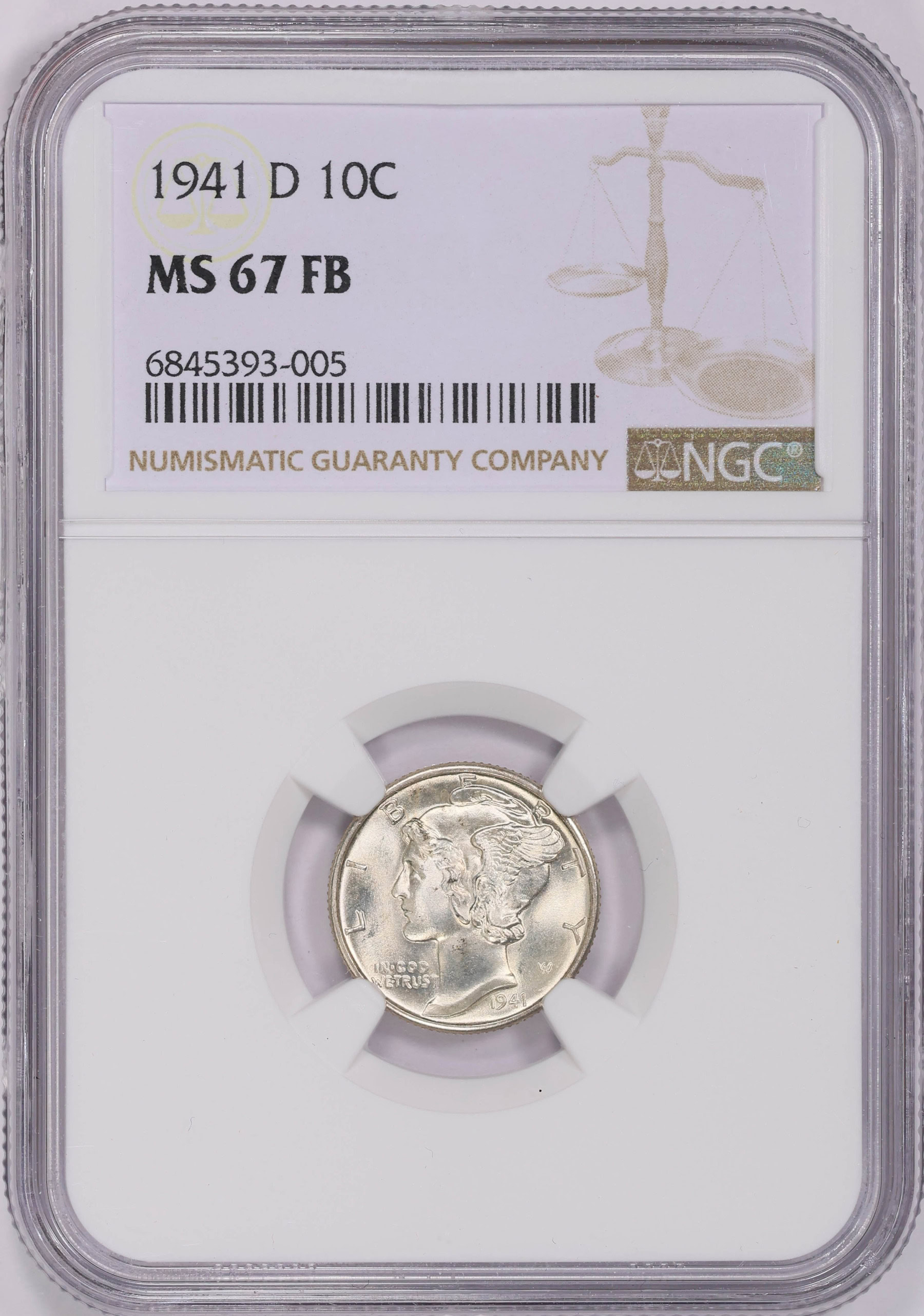 1941-D Mercury Dime NGC MS-67 FB (Item 1603685) | GreatCollections Coin Auctions