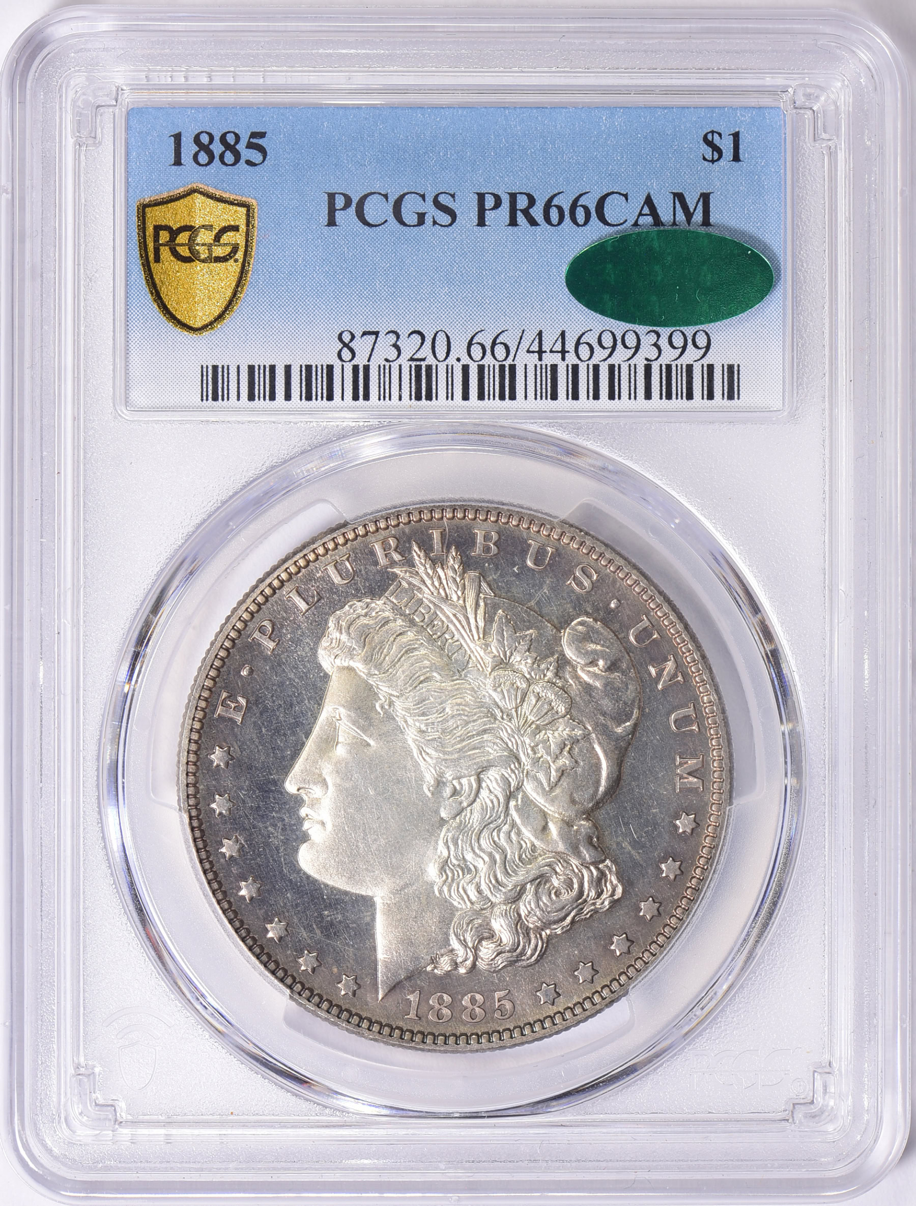 1885 Morgan Silver Dollar PCGS Proof-66 CAMEO (CAC Green) (Toned) (Item 1604550 ...