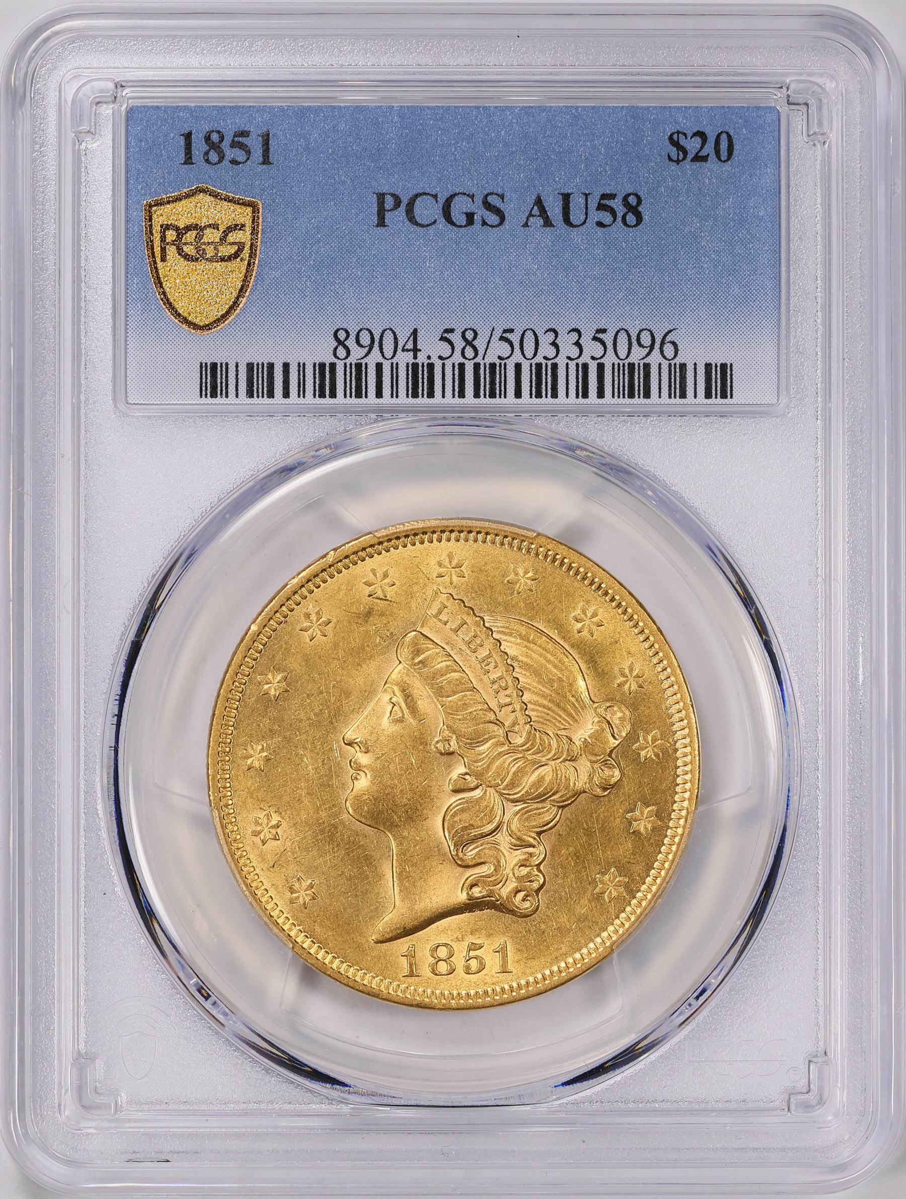 1851 Liberty Gold Double Eagle PCGS AU-58 (Item 1604580) | GreatCollections Coin Auctions