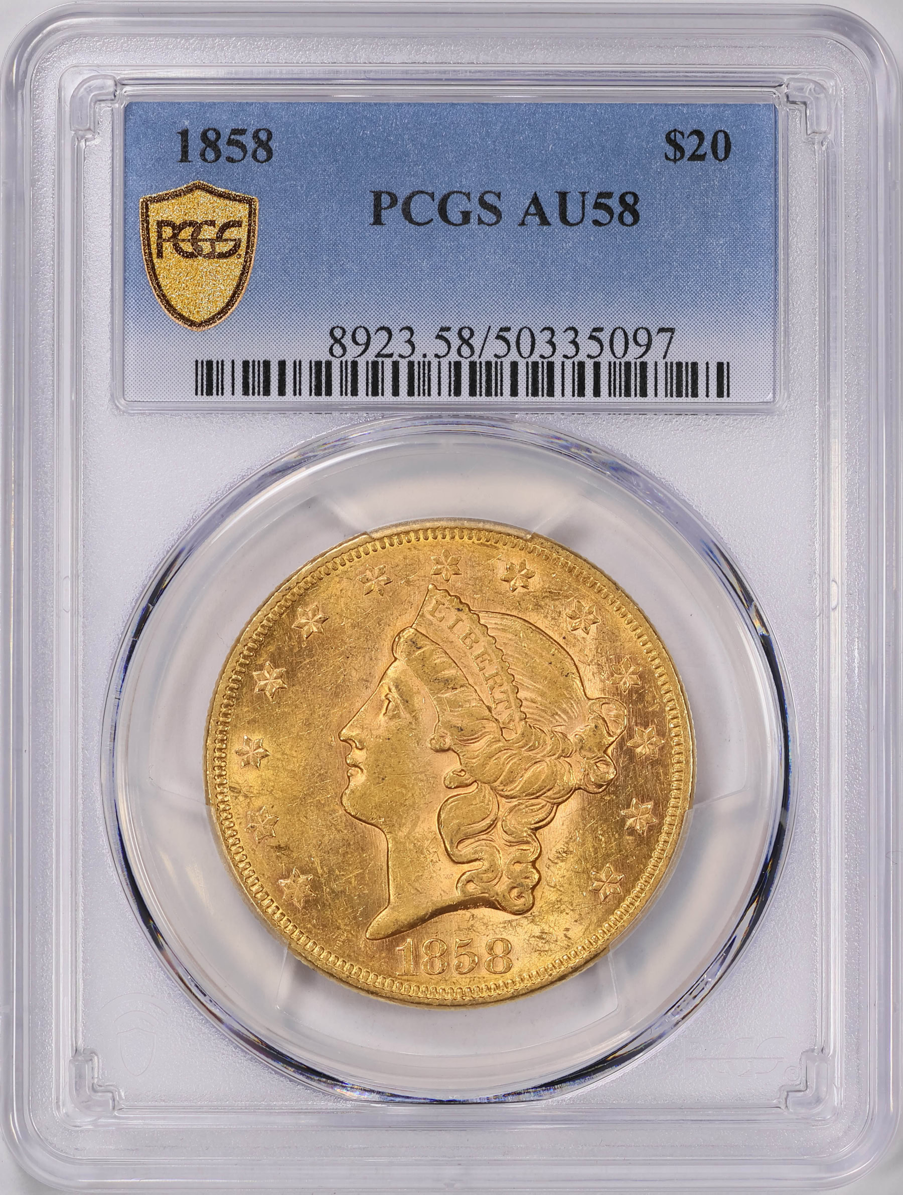 1858 Liberty Gold Double Eagle PCGS AU-58 (Item 1604581 ...