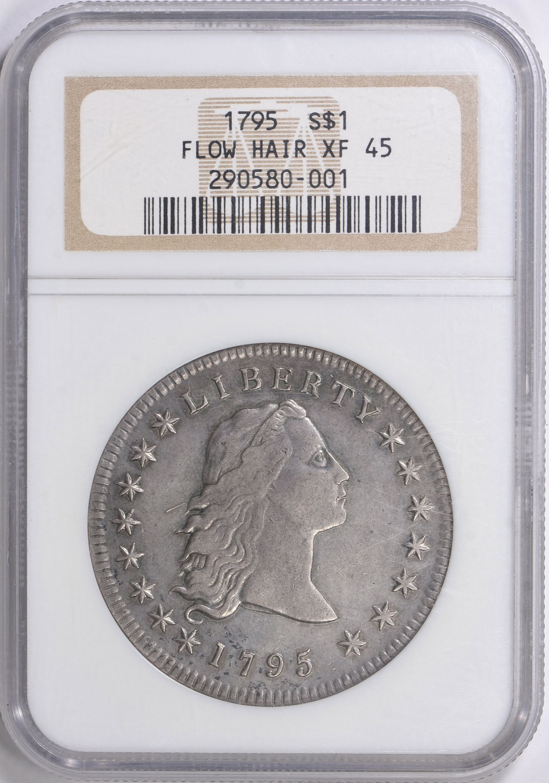1795 Flowing Hair Silver Dollar 3 Leaves NGC XF-45 (Item 1604650) | GreatCollections Coin Auctions