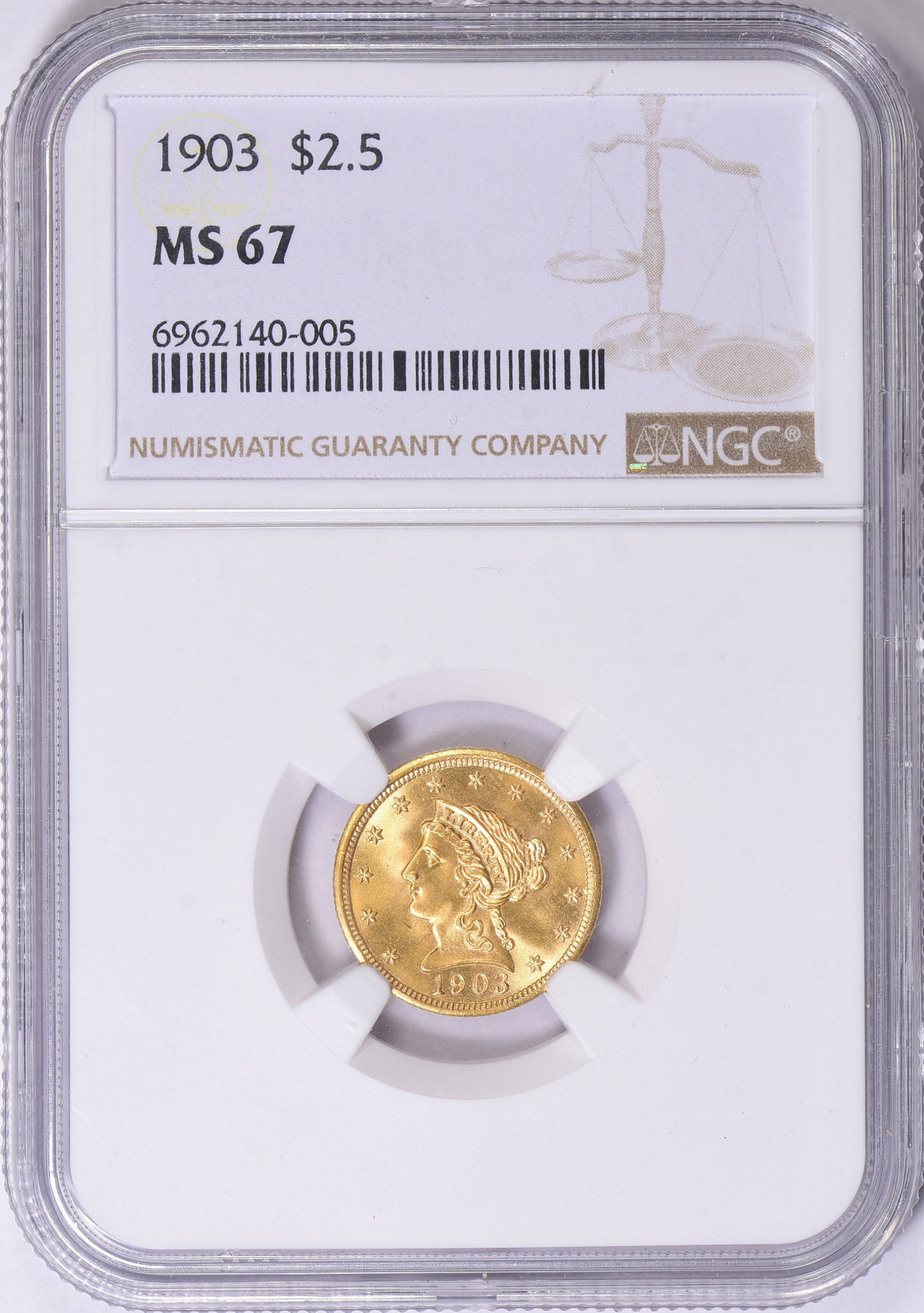 1903 Liberty Gold Quarter Eagle NGC MS-67 (Item 1604791) | GreatCollections Coin Auctions